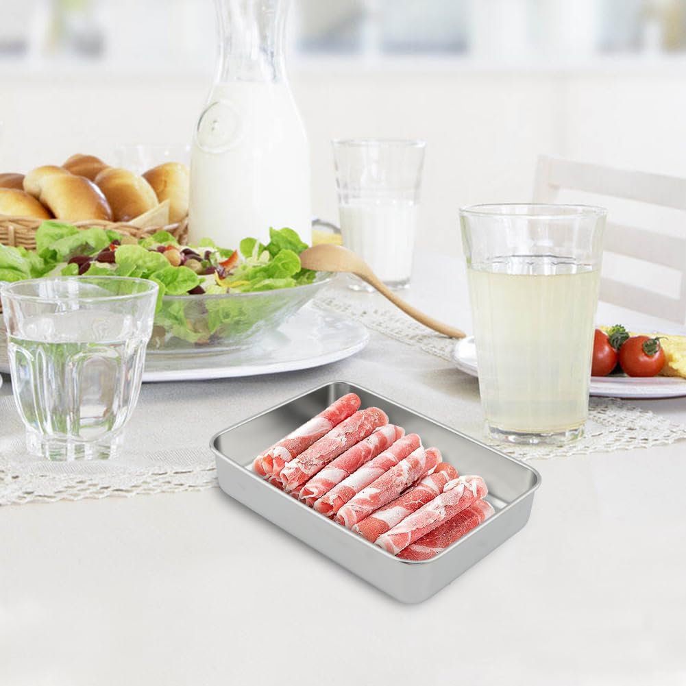 Bacon Container for Refrigerator with Lid Stainless Steel Deli Meat Storage Containers for Fridge Anti Slip and No Stick Keep Fresh Kitchen Food Storage Containers(Silver)