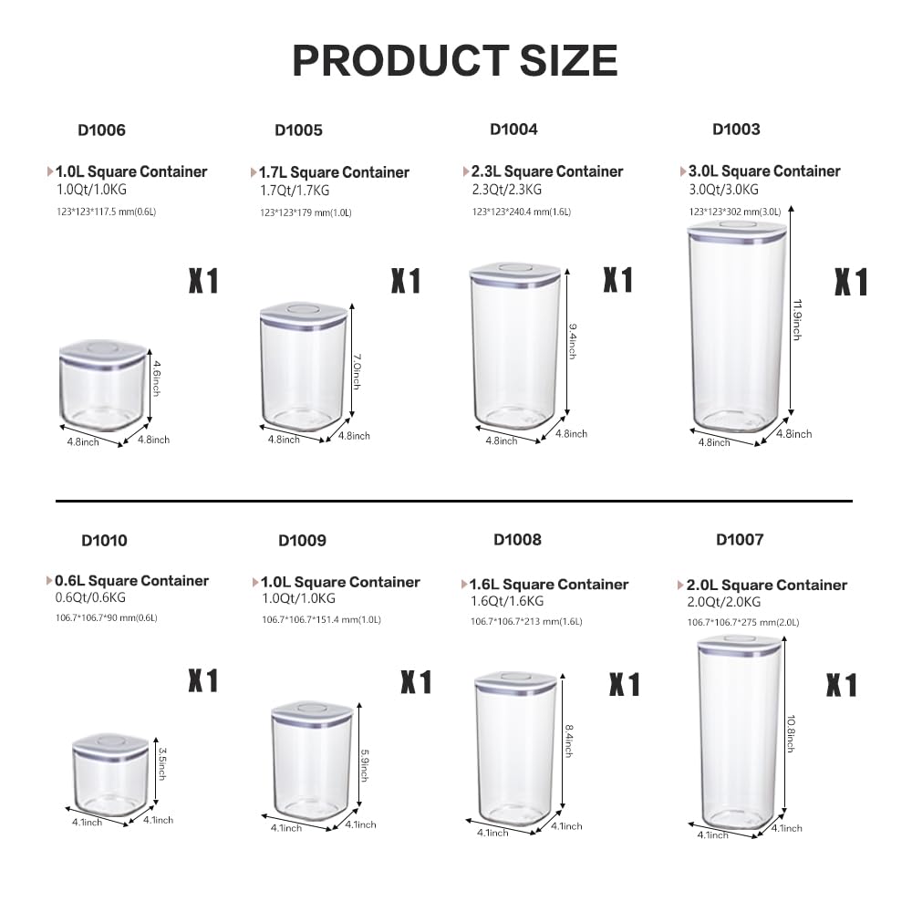 LivLab Airtight Small Grips POP Rice Cereal Dispenser - Rice Container Food Storage Bin Granola Cat/Dog Food Container (2.2 Qt)