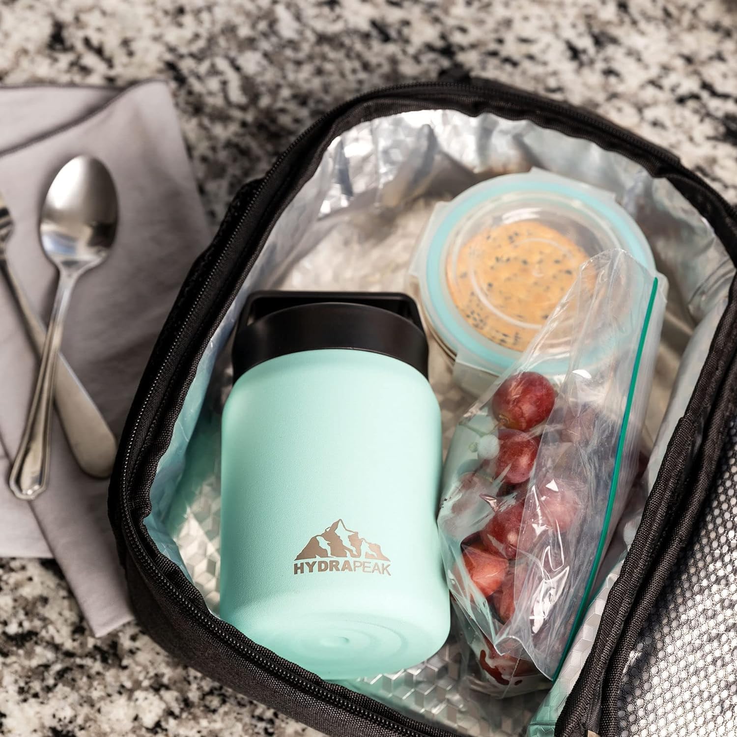 Hydrapeak 18 oz Insulated Food Thermos Hot and Cold, Soup, Vacuum Insulated Jar, Stainless Steel, for Office, Outdoor (Stone)