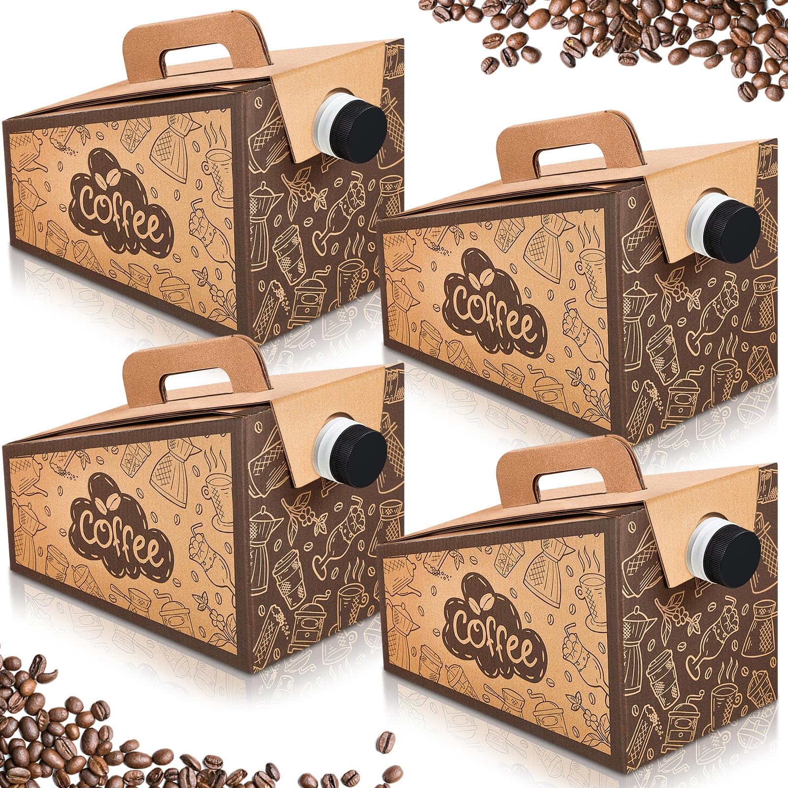 Moinchore 20 Set Coffee Container Disposable Coffee Dispenser 96 oz Insulated Cardboard Hot Cold Bulk Beverage Server Carafe with Handle Portable Coffee Take out Boxes for Office Catering Shop Party