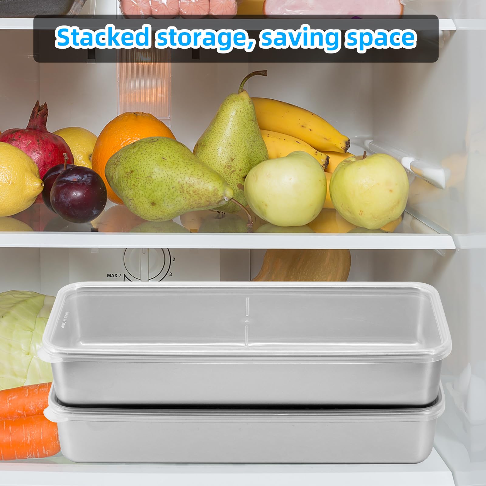 Airtight Deli Containers with Lids | Premium Quality 304 Stainless Steel | Bacon and Lunch Meat Storage for Fridge | Dishwasher Safe | Keep Your Food Fresh and Organized