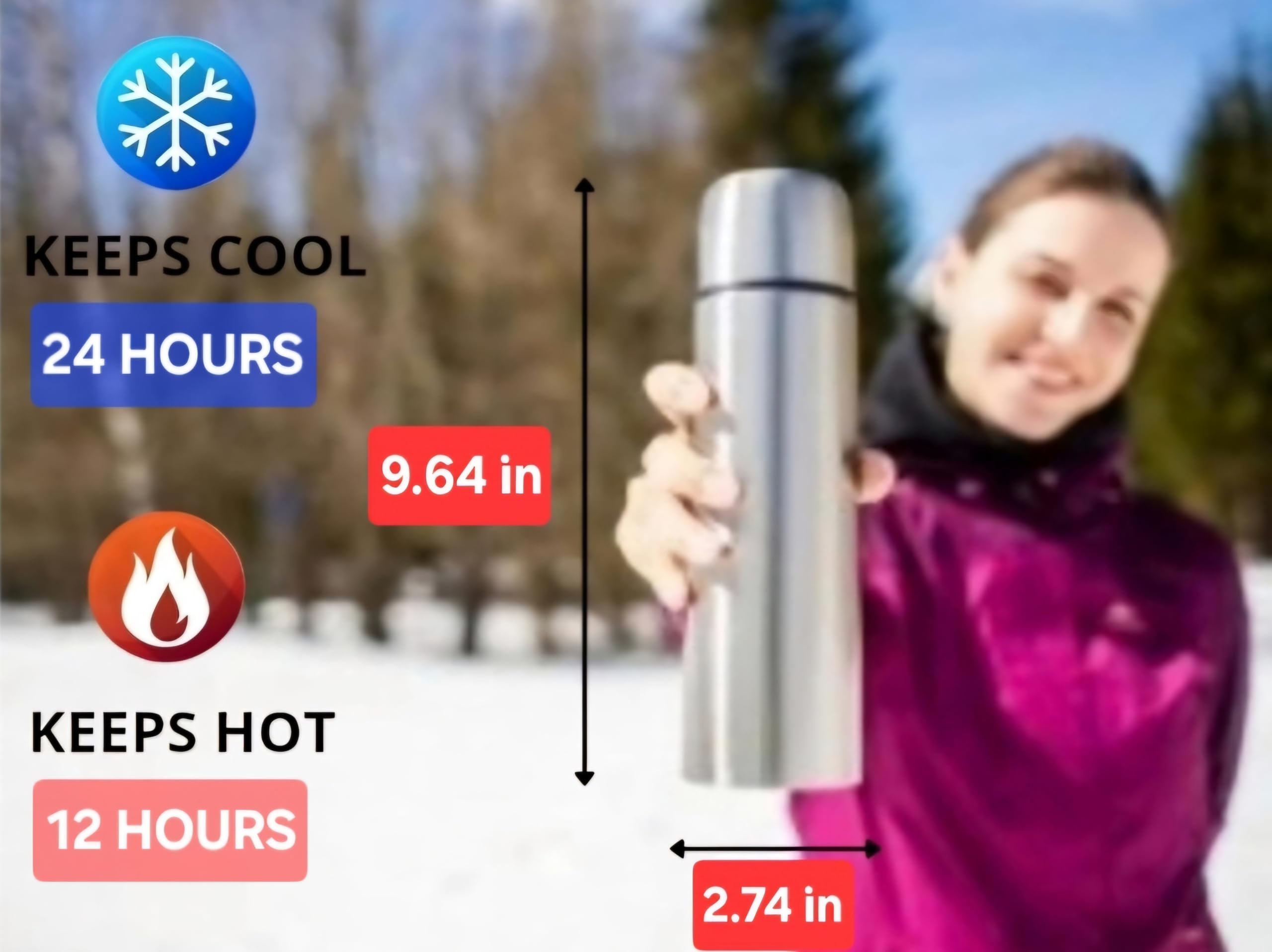 CIGACOR Stainless Steel Thermal Bottle – 17oz Coffee Thermos – Keeps Drinks Hot for 12H / Cold for 24H – Leakproof Lid – Compact & Portable for Car, Office, Gym & Travel – Double Wall Insulated
