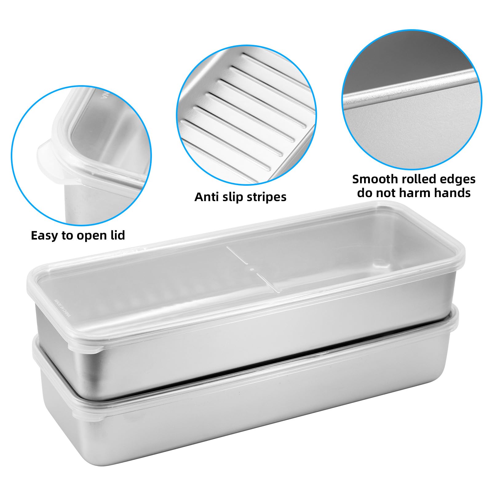 Airtight Deli Containers with Lids | Premium Quality 304 Stainless Steel | Bacon and Lunch Meat Storage for Fridge | Dishwasher Safe | Keep Your Food Fresh and Organized