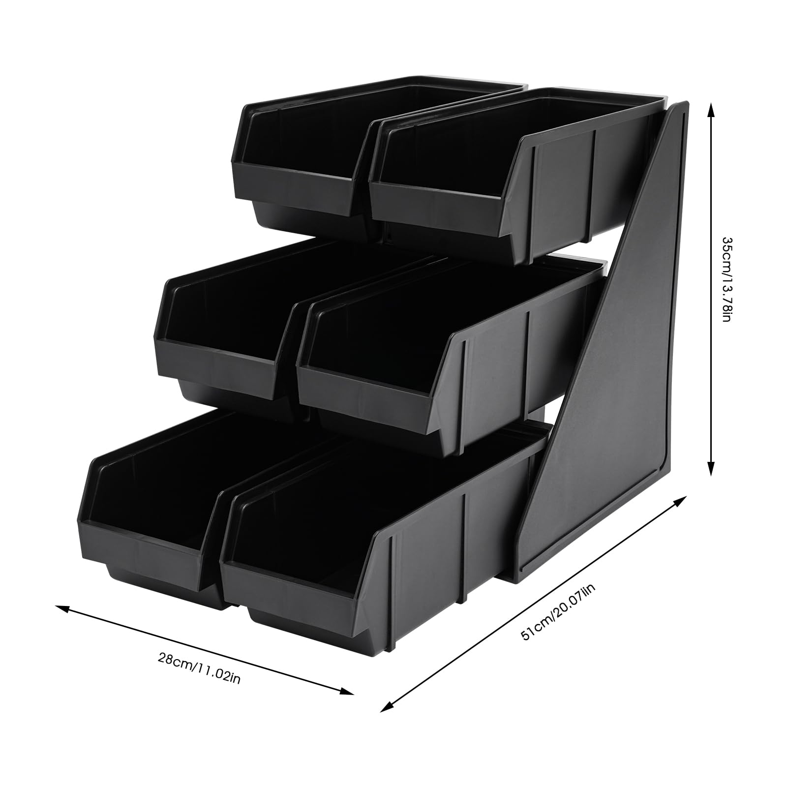 Condiment Serving Container, Self Serve Condiment Bin Stand Set, Plastic Containers Storage Bins for Closet, Kitchen, Office, or Pantry Organization