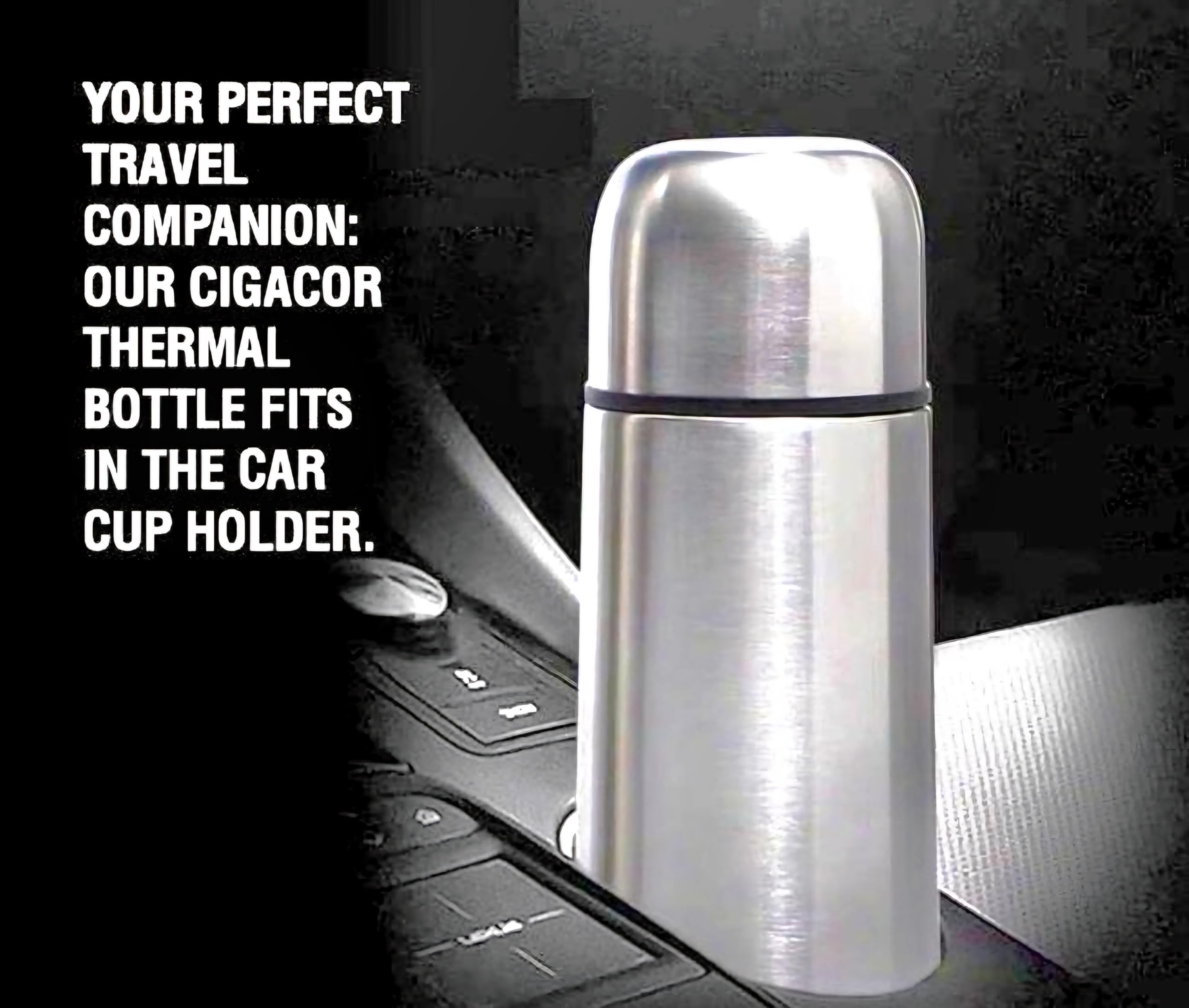 CIGACOR Stainless Steel Thermal Bottle – 17oz Coffee Thermos – Keeps Drinks Hot for 12H / Cold for 24H – Leakproof Lid – Compact & Portable for Car, Office, Gym & Travel – Double Wall Insulated