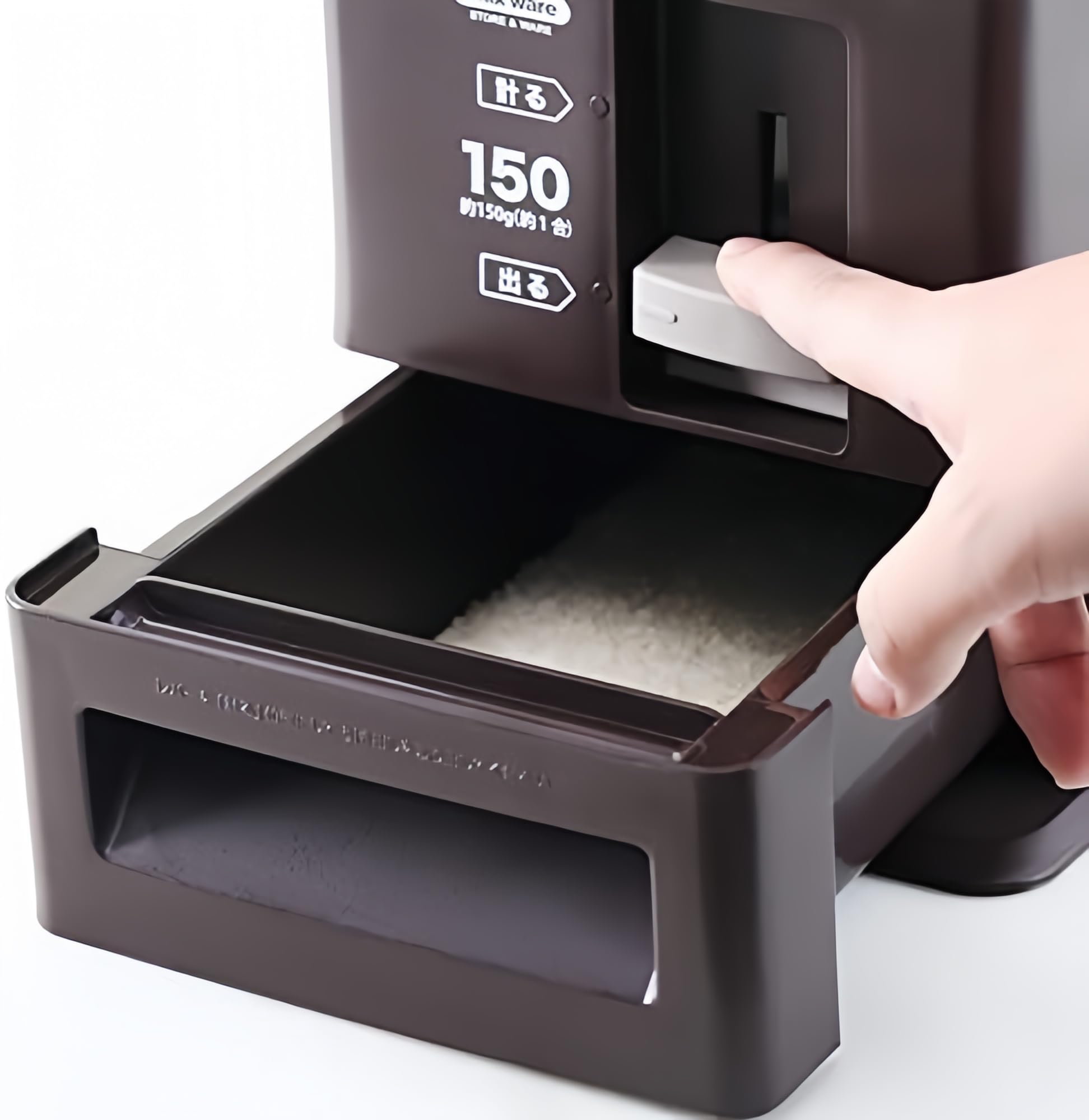 i Kito 26 Pounds Rice Dispenser with Measuring Container,Large Countertop Kitchen Storage for Dry Food,Oatmeal, Beans, Grains, Kitchen Organization Box,Coffee Black