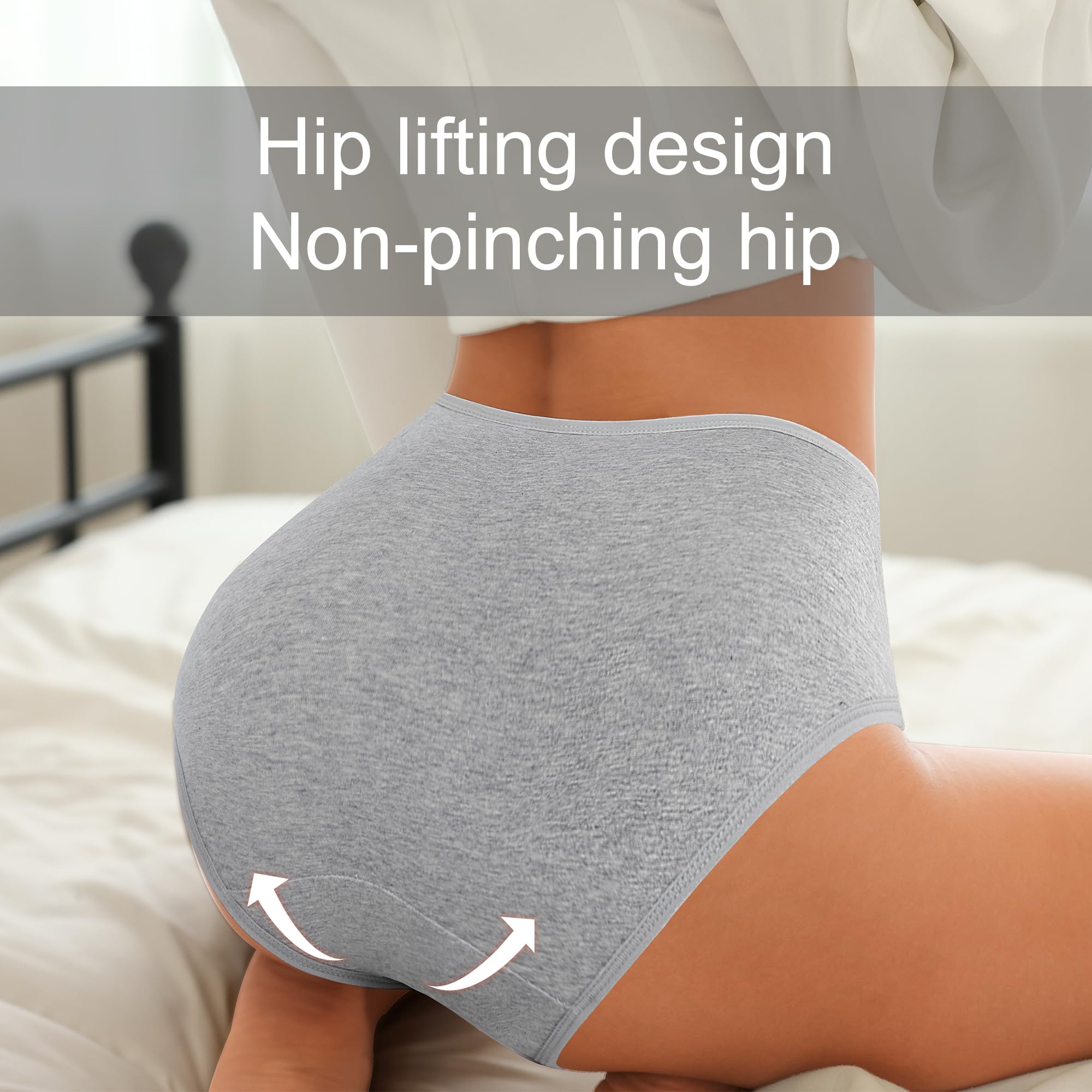 IROCUE High Waisted Underwear Cotton Brief Ladies Panties Full Coverage Breathable Tummy Control Underwear for Women Multipack-L
