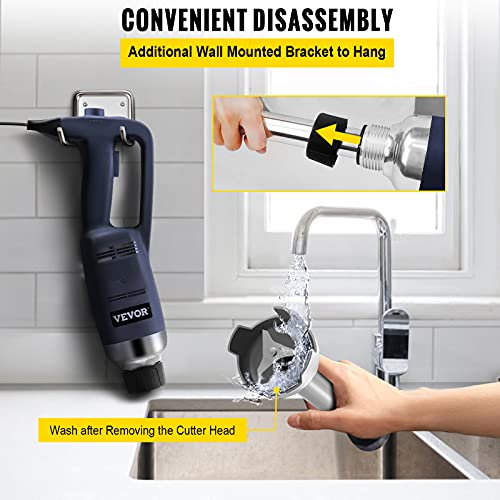 VEVOR Commercial Immersion Blender Constant Speed Heavy Duty Immersion Blender 350W Commercial Hand Mixer 304 Stainless Steel Hand Blender Commercial with 11.8" Removable Shaft for Kitchen Mixing