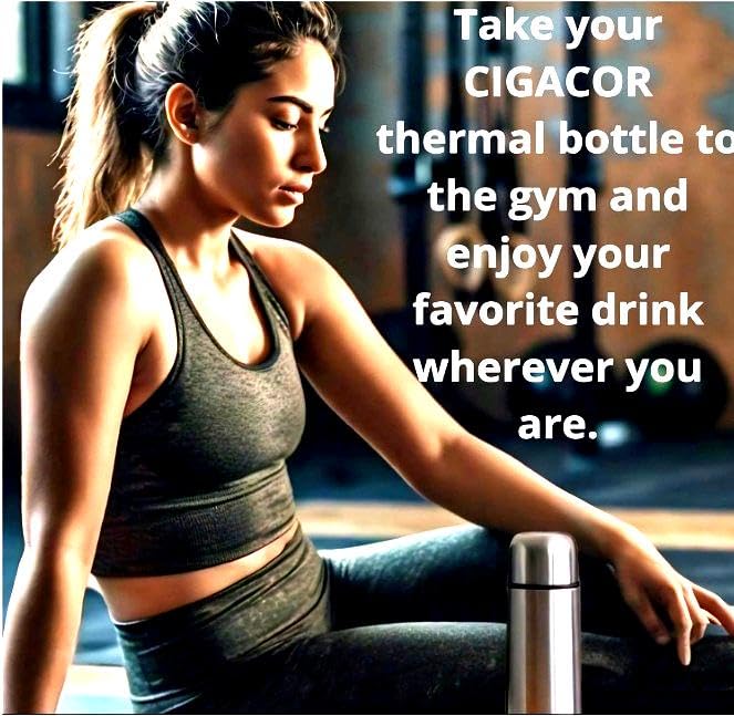 CIGACOR Stainless Steel Thermal Bottle – 17oz Coffee Thermos – Keeps Drinks Hot for 12H / Cold for 24H – Leakproof Lid – Compact & Portable for Car, Office, Gym & Travel – Double Wall Insulated