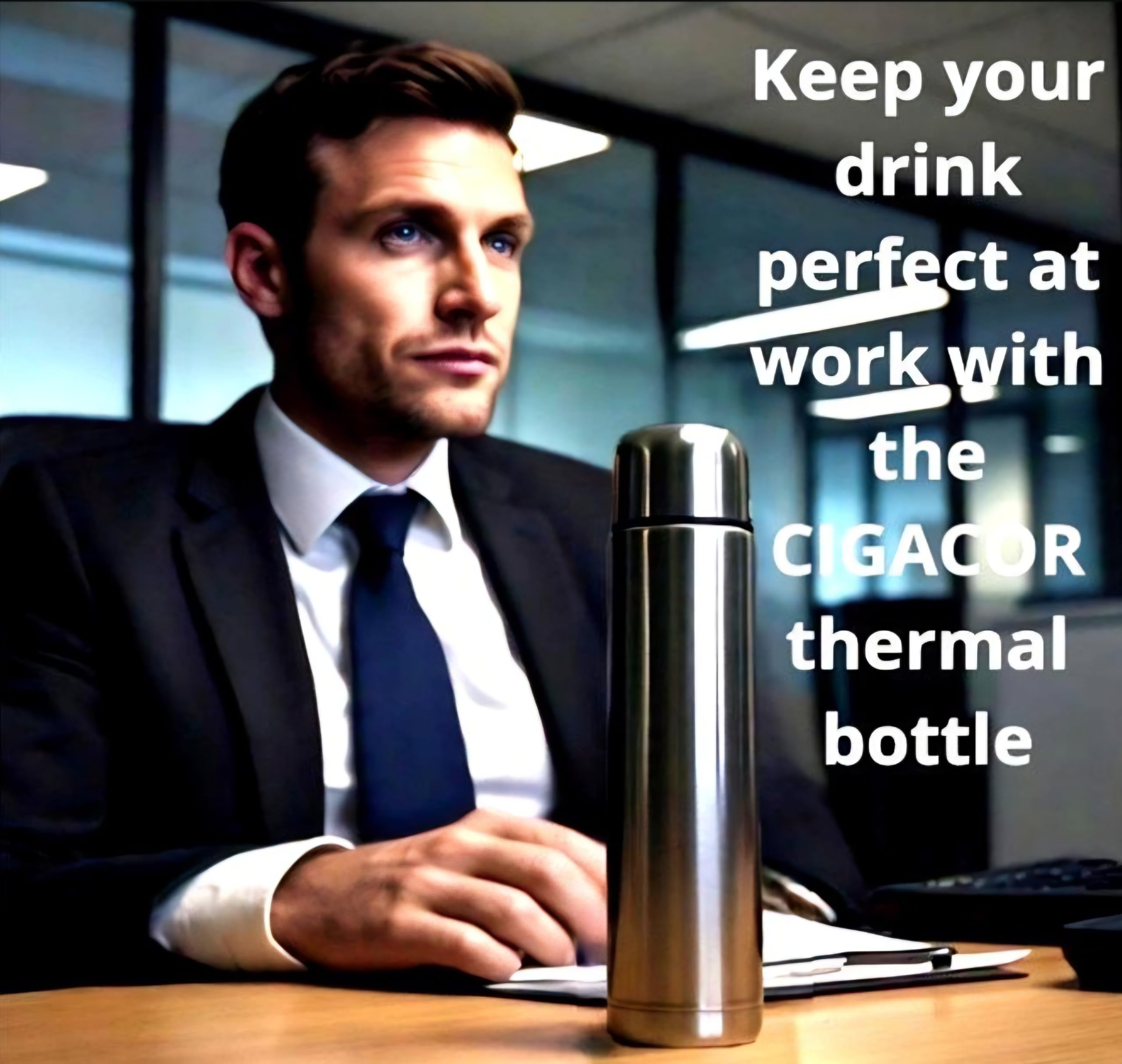 CIGACOR Stainless Steel Thermal Bottle – 17oz Coffee Thermos – Keeps Drinks Hot for 12H / Cold for 24H – Leakproof Lid – Compact & Portable for Car, Office, Gym & Travel – Double Wall Insulated