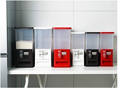 i Kito 26 Pounds Rice Dispenser with Measuring Container,Large Countertop Kitchen Storage for Dry Food,Oatmeal, Beans, Grains, Kitchen Organization Box,Coffee Black