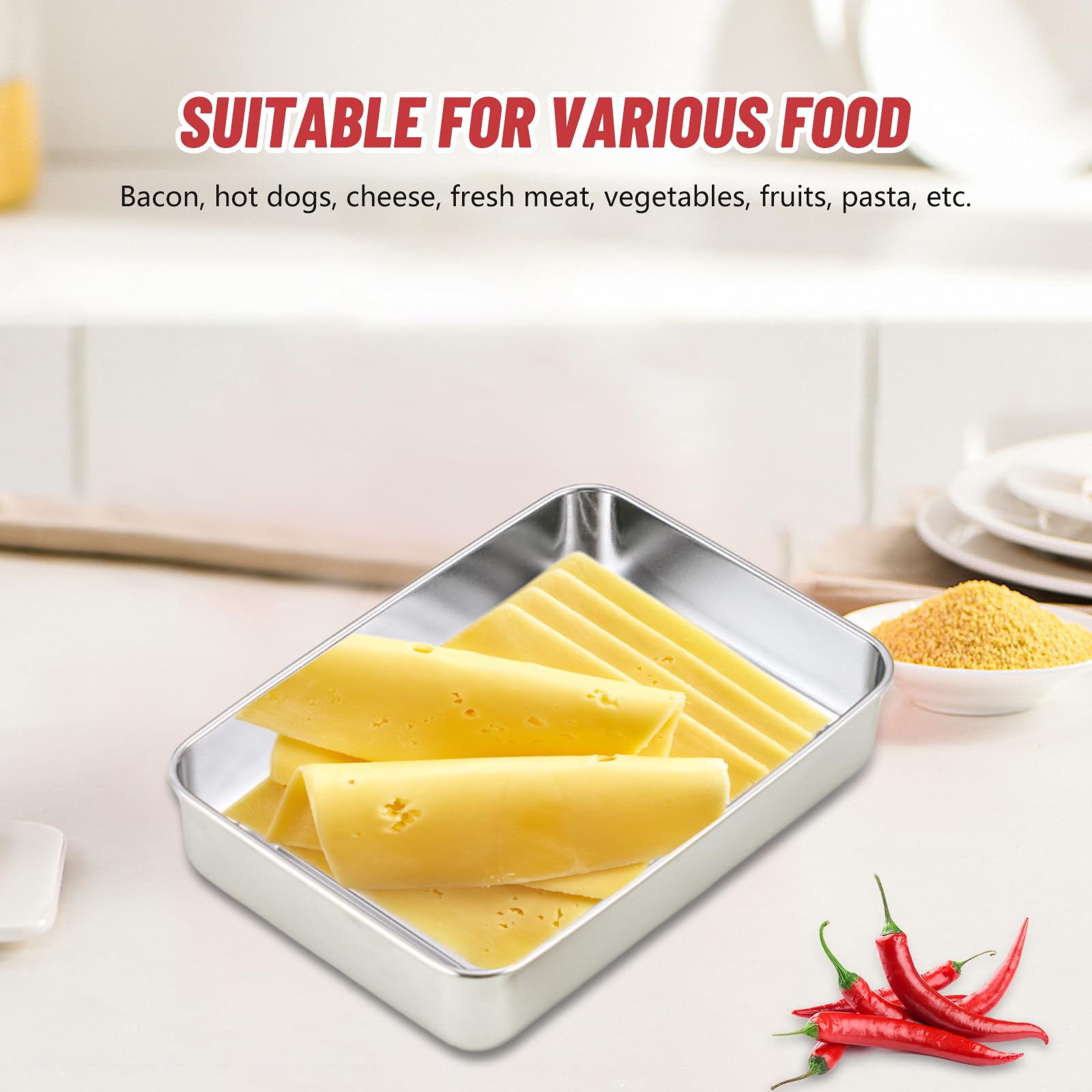Mchodare 2pcs Deli Meat Containers, Bacon Container for Refrigerator, Stainless Steel Airtight Deli Meat Storage Lunch Meat Container for Refrigerator Fridge Organizers and Storage, HGI0116-L
