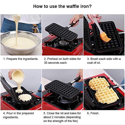 Baffect Non-stick Waffle with 5 Inches Easy Cleanup Surfaces, Portable Stove Top Aluminum Waffle Maker Pan Perfect for Family Breakfast Baking