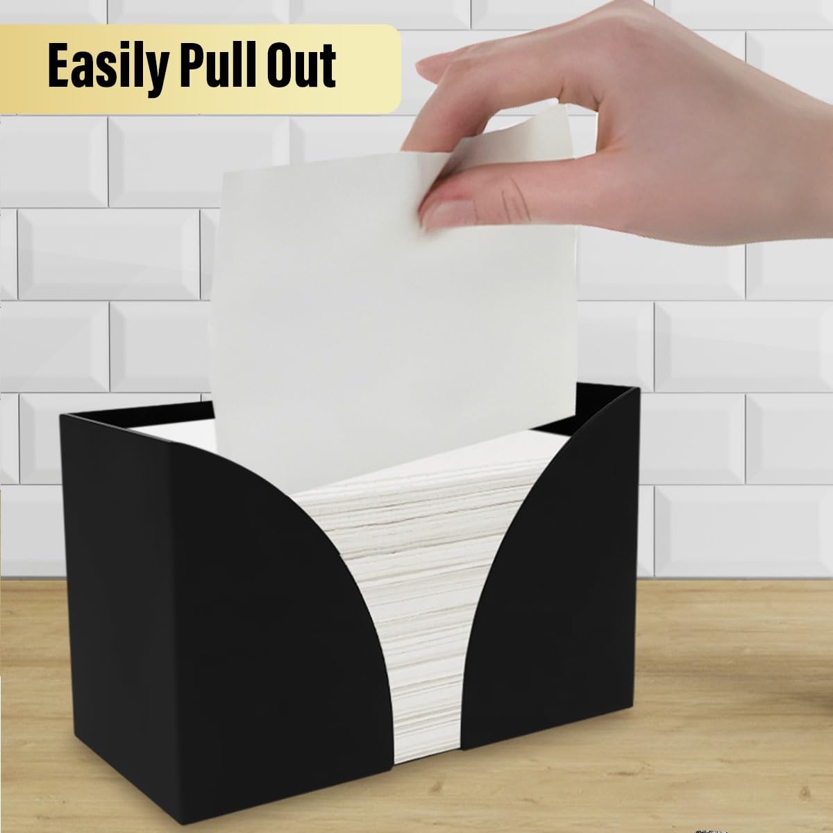 Paper Towel Holder for Bathroom - Acrylic Napkin Holders Great Disposable Hand Towel Tray for Z-Fold, C-Fold, MultiFold Trifold - Bathroom Paper Towel Holder Commercial or Home Use, Black