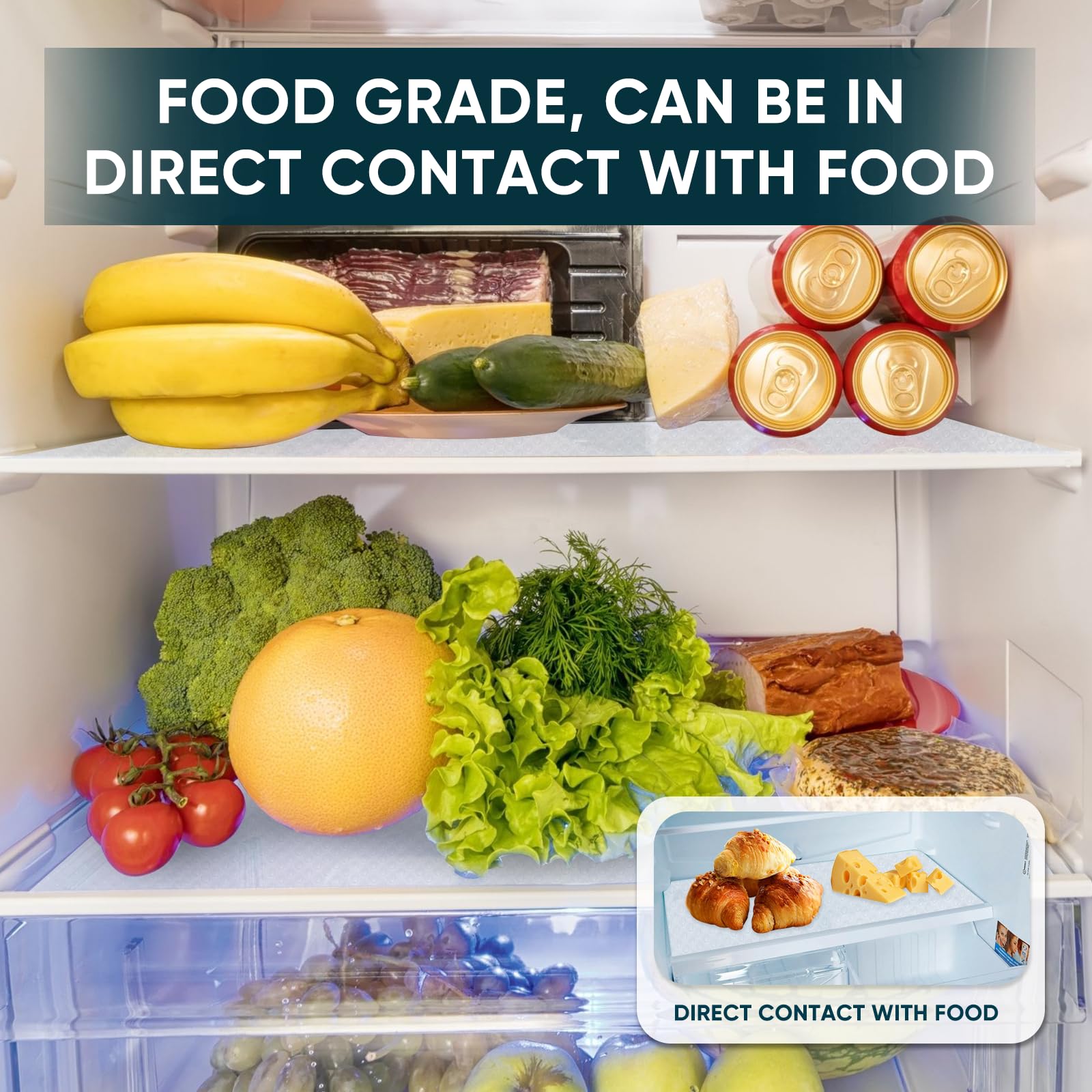 Shelf Liners for Kitchen Cabinets Non-Adhesive & Washable,Non Slip Cabinet Liners for Shelves Waterproof & Oil Proof,Clear Plastic Drawer Liner,Easy to Cut & Food-Grade EVA Material 12'' x 10' CT-1210