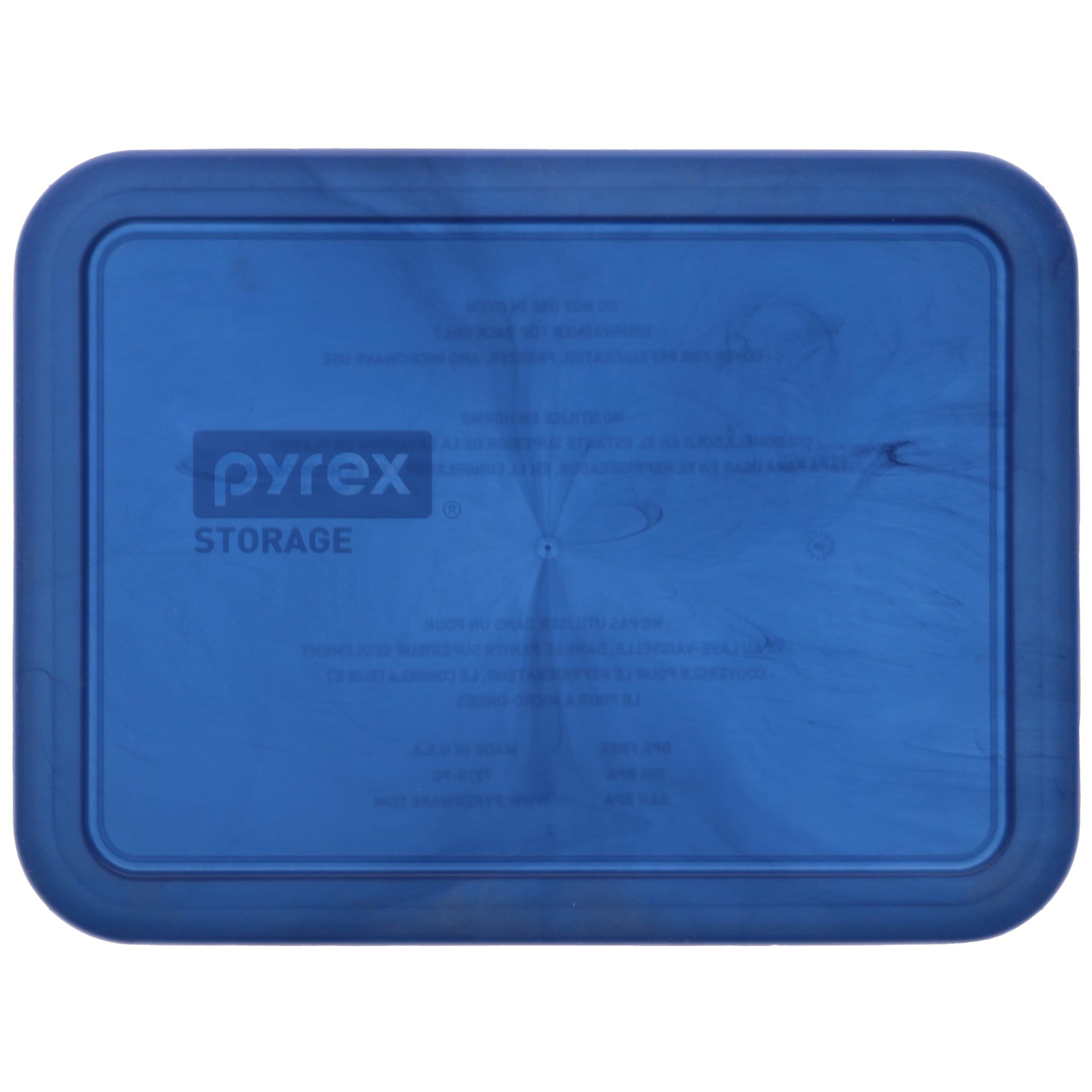 Pyrex 7210-PC-TR 3-Cup Translucent Marbled Blue Replacement Food Storage Lids - 2 Pack Made in the USA