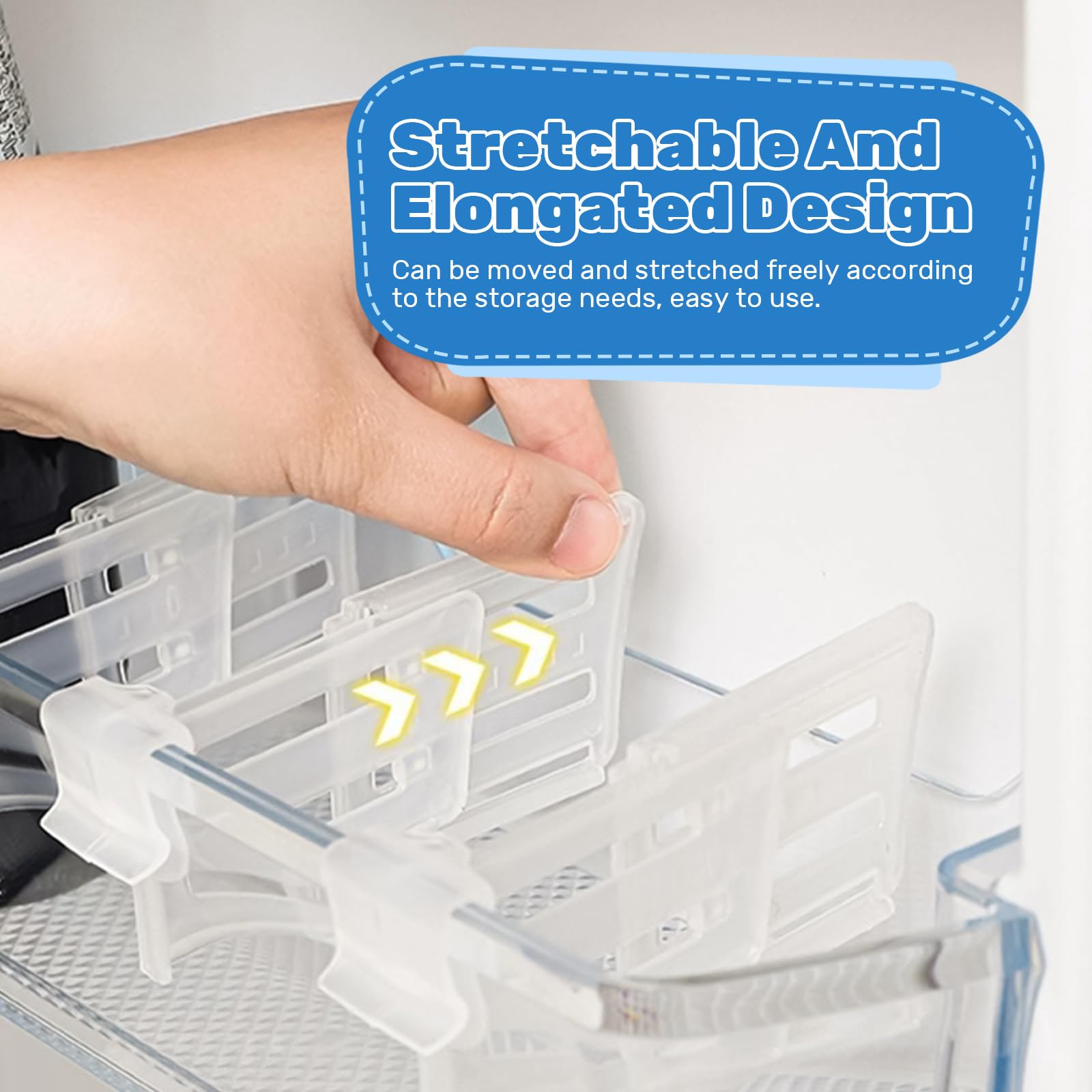 ASTIMESA 8 Pcs Adjustable Clear Fridge Divider Set, Retractable Fridge Door Organizer Clip, Snap-On Refrigerator Side Door Separators Grid Dividers for Kitchen Food Small Sundries Storage