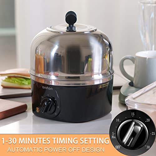 ALL NEW 2022 Oroton 304 stainless steel inside and outside, Rapid Egg Cooker, 9 Egg Capacity Electric Egg Cooker for Hard Boiler Eggs,Poacher Eggs, Scrambled Eggs, Scrambled,Soft,Medium, Hard Boiled with Auto Shut-Off,30 Minutes Timer Settings