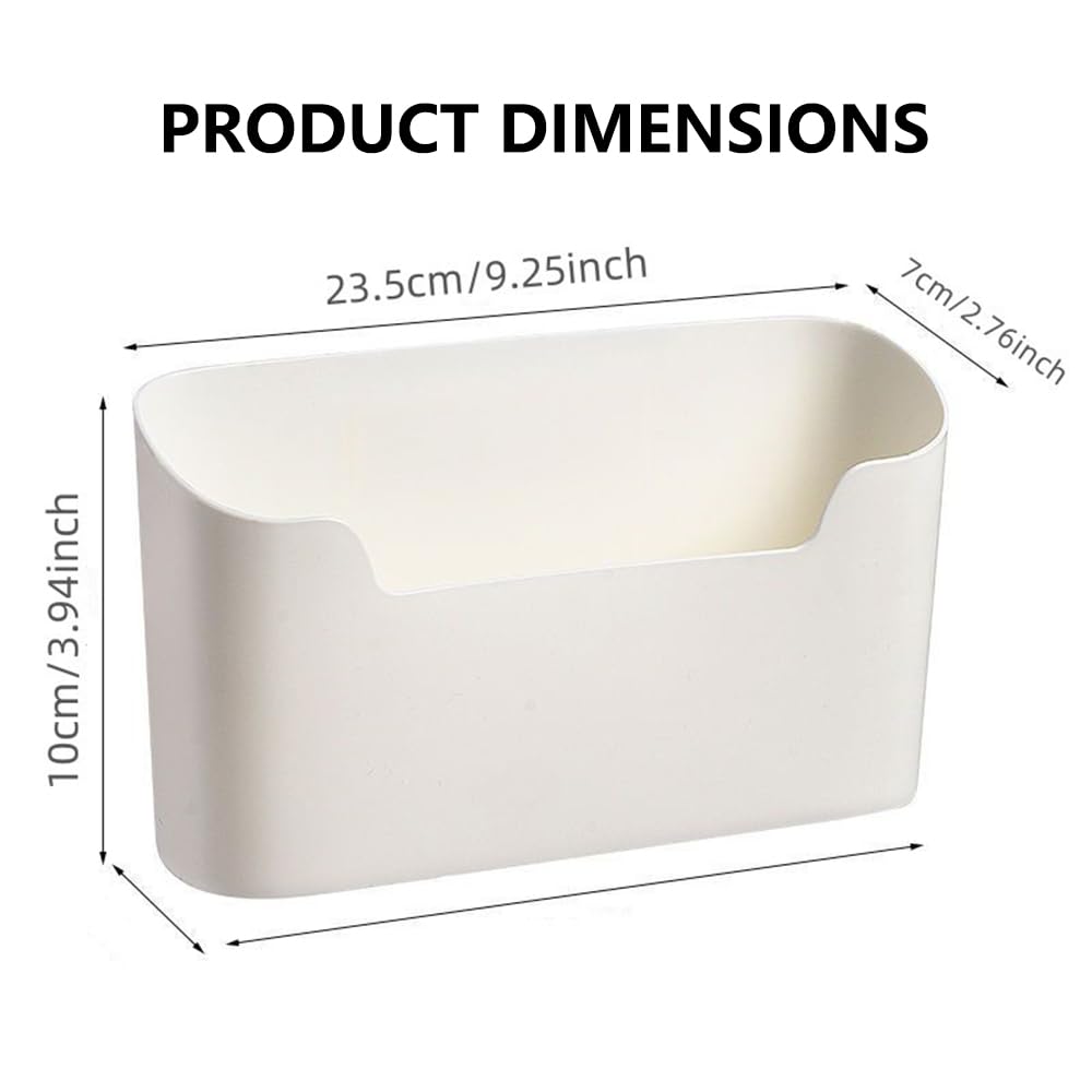 Bawuie Adhesive Cabinet Door Organizer, Lid Organizer for Food Storage Container Lid, Wall Mounted Over Pantry Door Organizer Bin Holder Caddy for Plastic Lid Kitchen Bathroom, White, 2 Pack