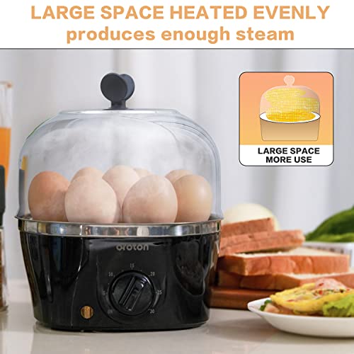 ALL NEW 2022 Oroton 304 stainless steel inside and outside, Rapid Egg Cooker, 9 Egg Capacity Electric Egg Cooker for Hard Boiler Eggs,Poacher Eggs, Scrambled Eggs, Scrambled,Soft,Medium, Hard Boiled with Auto Shut-Off,30 Minutes Timer Settings
