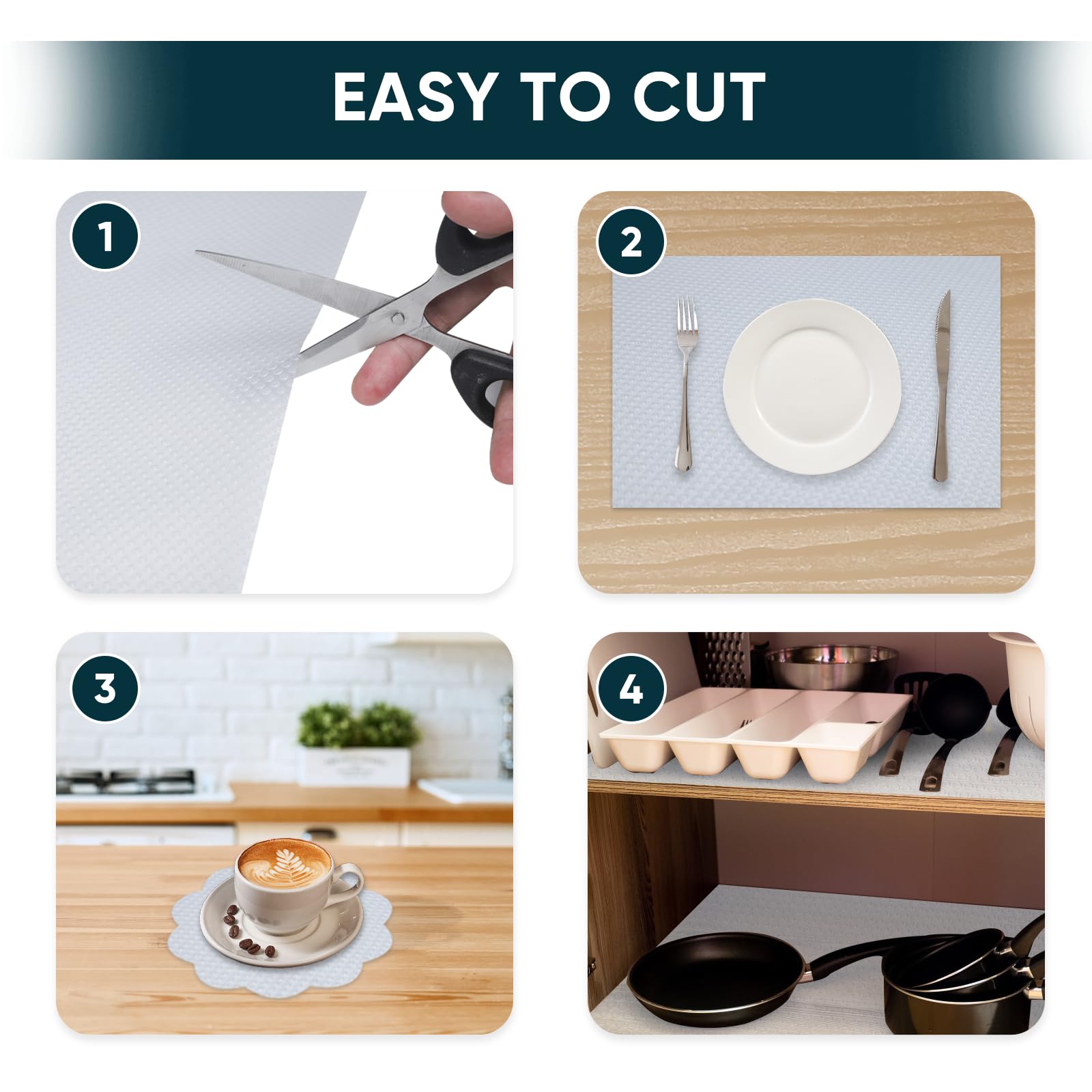 Shelf Liners for Kitchen Cabinets Non-Adhesive & Washable,Non Slip Cabinet Liners for Shelves Waterproof & Oil Proof,Clear Plastic Drawer Liner,Easy to Cut & Food-Grade EVA Material 12'' x 10' CT-1210