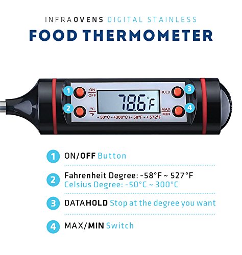 Air Fryer Cook Times Cheat Sheet Magnet Accessories | Airfryer Cookbooks, Magnetic Temperature Cooking Guide Chart for Quick Reference + Food Thermometer for Kitchen Cooking, Baking & Grilling