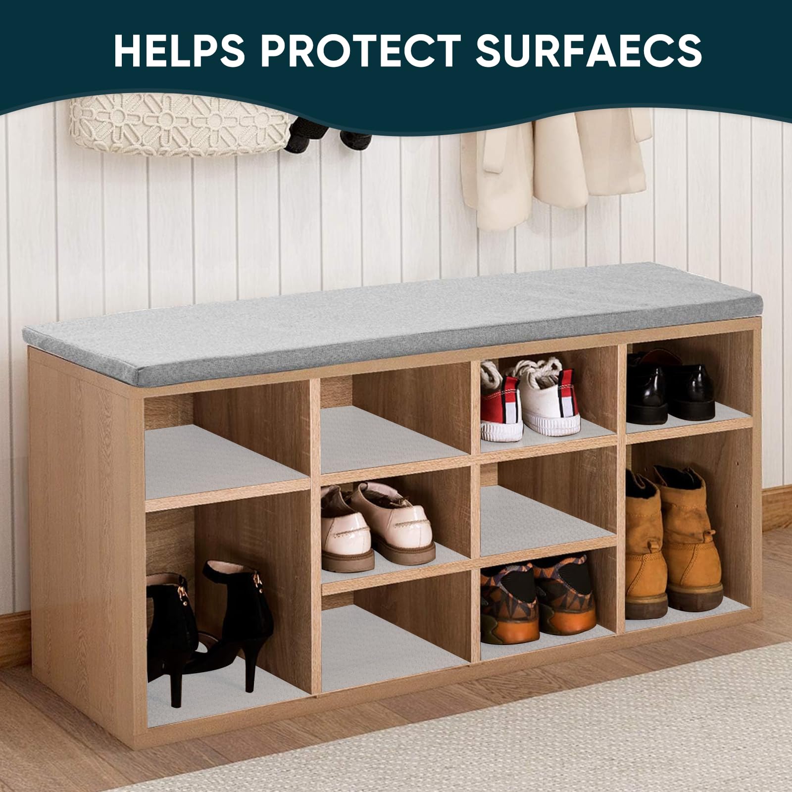 Shelf Liners for Kitchen Cabinets Non-Adhesive & Washable,Non Slip Cabinet Liners for Shelves Waterproof & Oil Proof,Clear Plastic Drawer Liner,Easy to Cut & Food-Grade EVA Material 12'' x 10' CT-1210