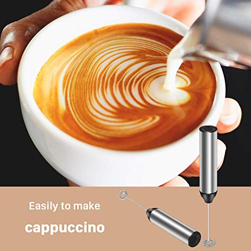 Electric USB Rechargeable Milk/Coffee Frother,Royal Handheld Foam Maker/Mixer for Latte, Cappuccino, Frappe Drink, Hot Chocolate, Stainless Steel Silverā¦