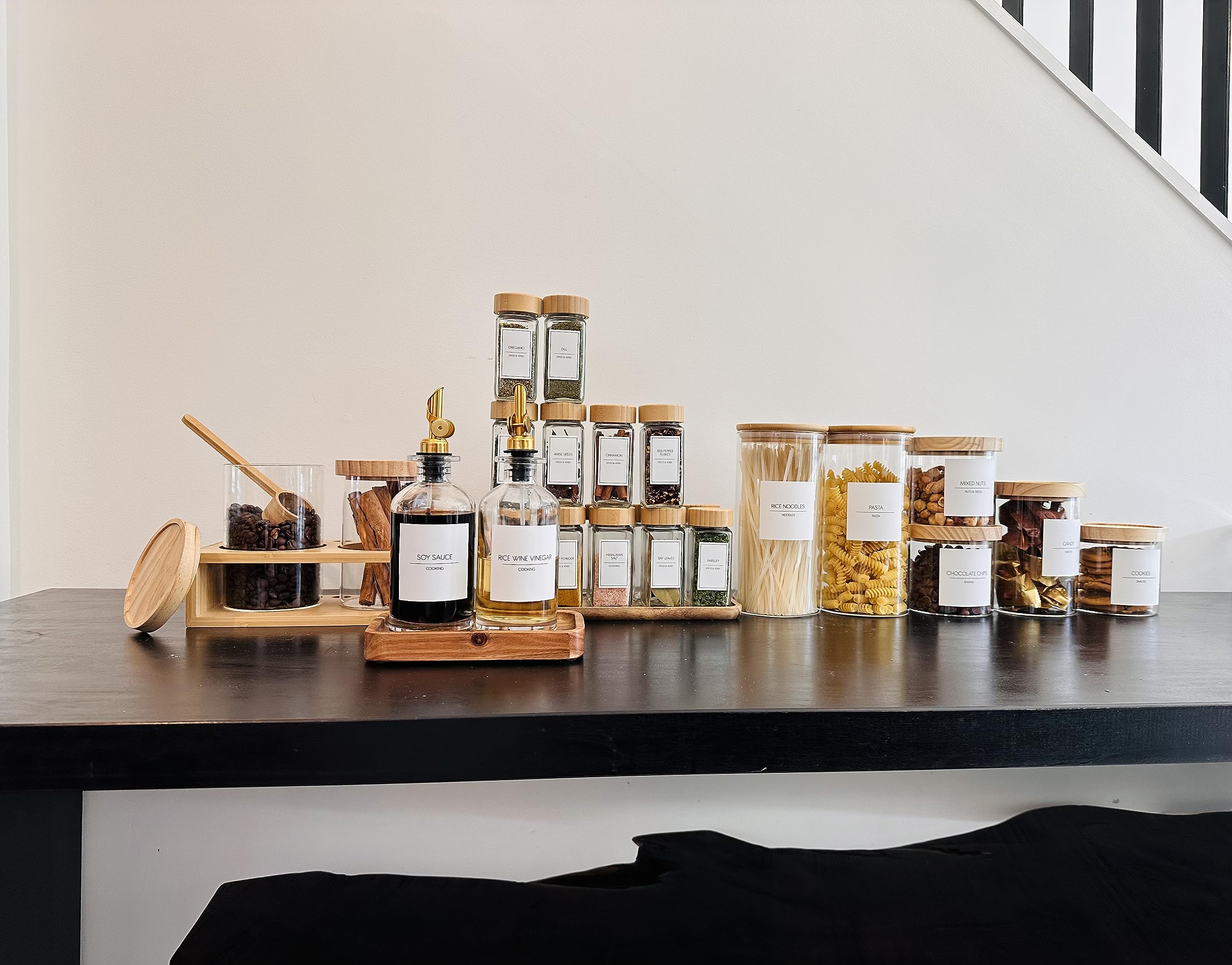 Minimalist 409-Piece Label Set: Elegant, Waterproof Stickers for organizing Global Spices, Pantry, Food Storage, Bathroom and Home Essentials Jars, Bins, and Containers