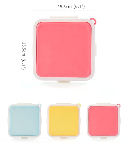 IZKOOKE Sandwich Containers Reusable, Silicone Sandwich Storage with Snap-Off, Sandwich Box for Lunch, BPA Free, Leakproof, Plastic Food Holder (2 Pink)