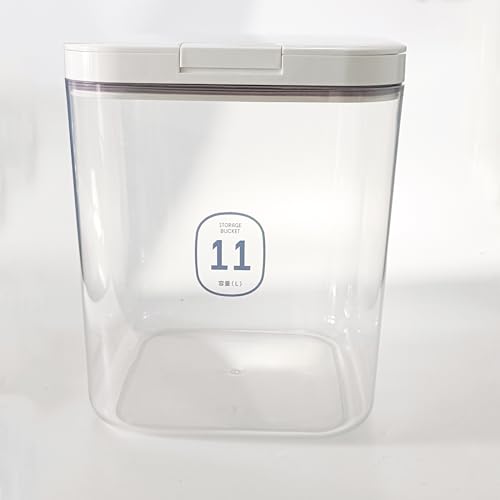 Qiveno Airtight Rice Storage Bin Flour Storage Container 11 L/10.5qt/10kg, Clear Food Container with Measuring Cup Airtight Lid for Kitchen Pantry Organization and Storage