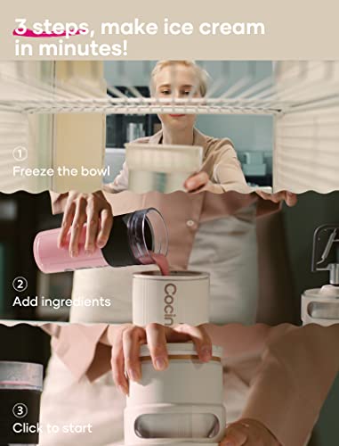 Cocinare KRUSH Ice Cream Maker, Wireless & Portable, Sorbet Gelato Maker, Frozen Yogurt Machine for Homemade & Outdoor, Grey