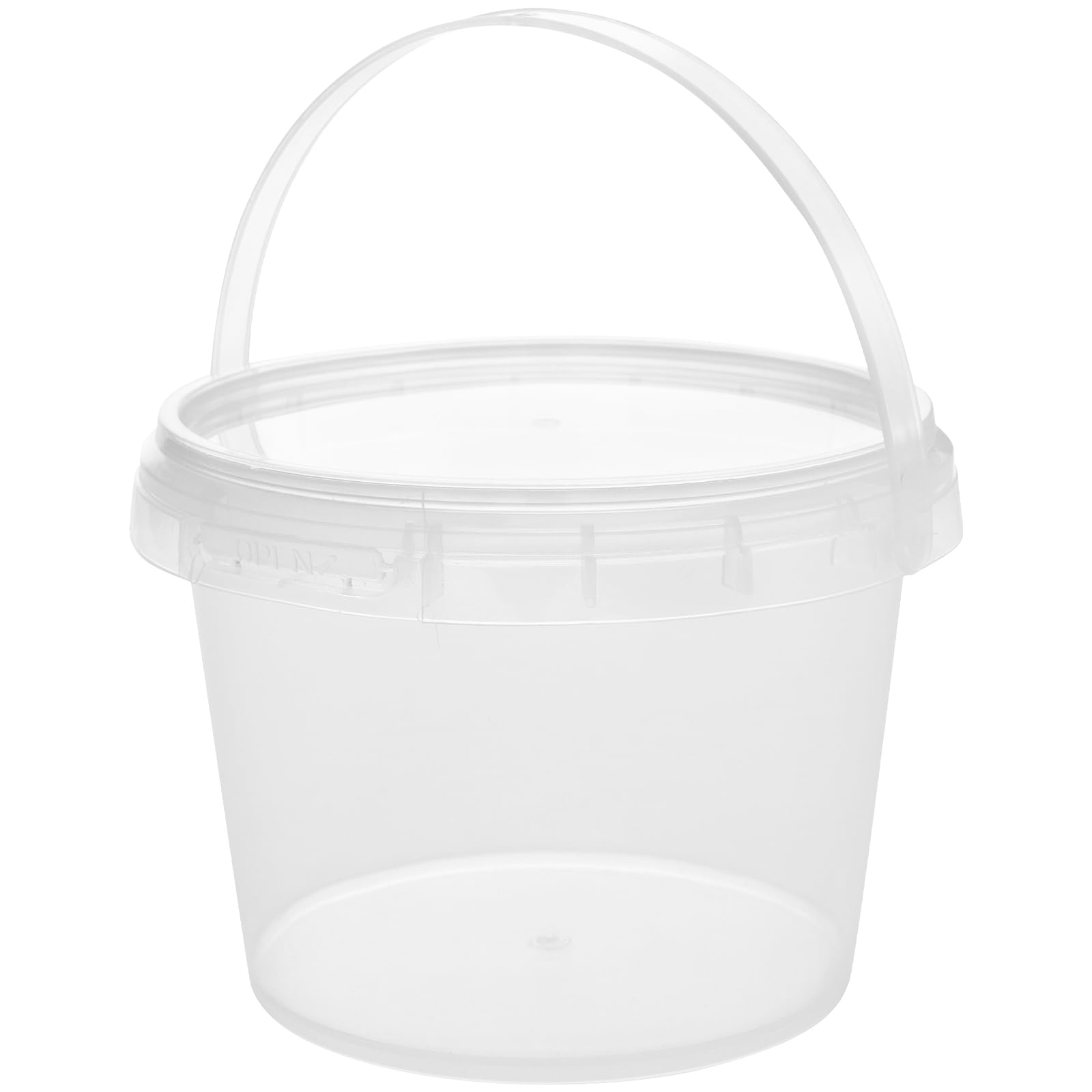 KEILEOHO 30 PCS 10 OZ Clear Plastic Bucket with Lids and Handle, Ice Cream Tub Containers, Round Plastic Pail Container, Freezer Food Storage Containers, Storage Containers for Snacks Food Fruit