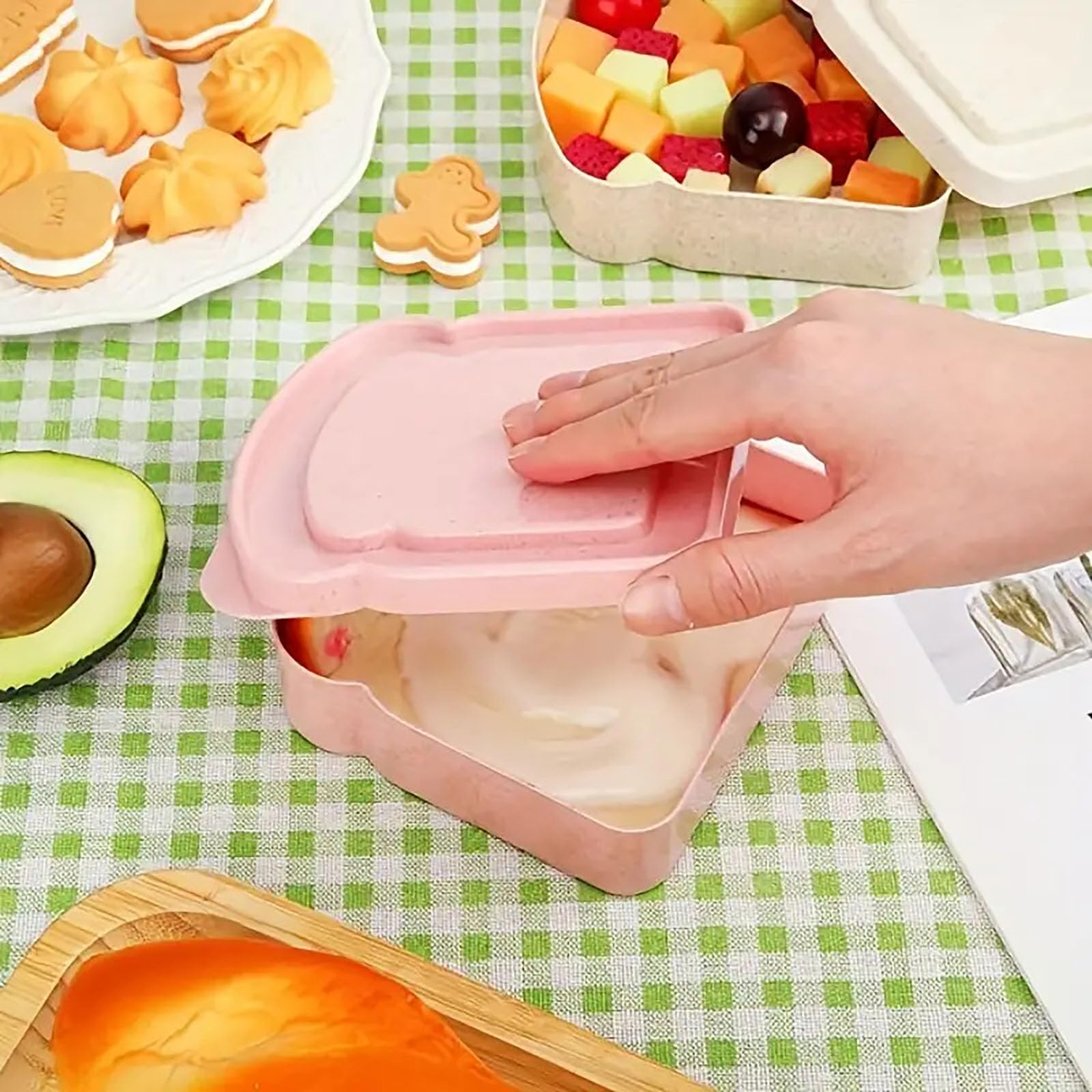 Sandwich Containers, 4 Pcs Sandwich Containers for Lunch Boxes Toast Shape Sandwich Box Reusable Food Storage Box with Lid for Lunch Prep Bread Snack Meal Microwave Dishwasher Safe (Colorful)