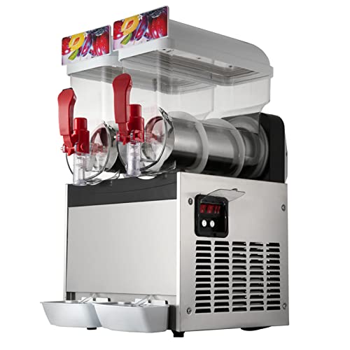 VBENLEM 110V Commercial Slushy Machine 30L Double Tank 700W Stainless Steel Margarita Frozen Drink With Powerful Compressor Efficient Cooling Perfect for Supermarkets Cafes Restaurants Bars