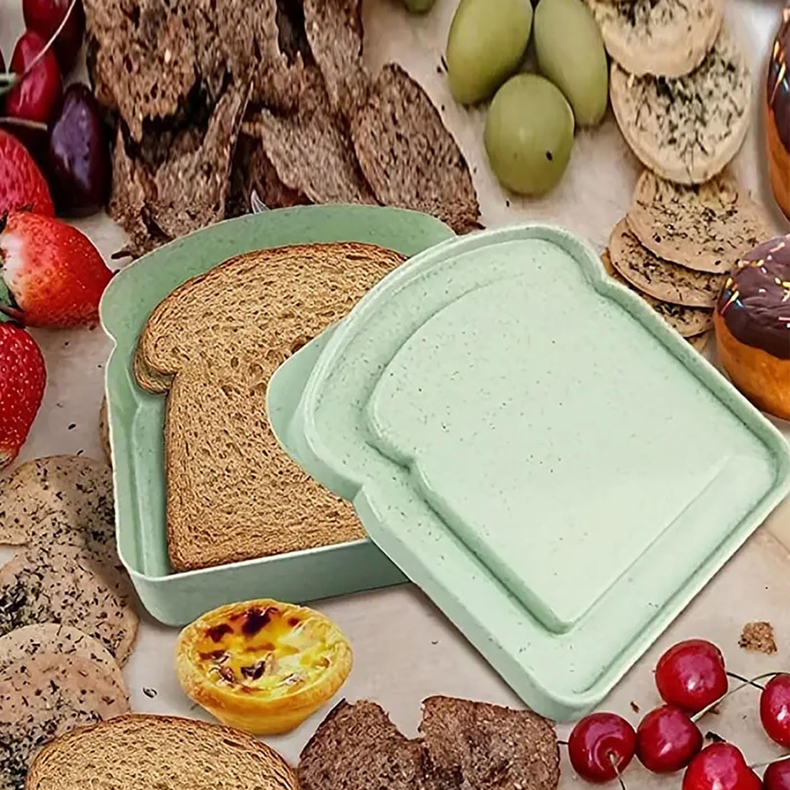 Sandwich Containers, 4 Pcs Sandwich Containers for Lunch Boxes Toast Shape Sandwich Box Reusable Food Storage Box with Lid for Lunch Prep Bread Snack Meal Microwave Dishwasher Safe (Colorful)