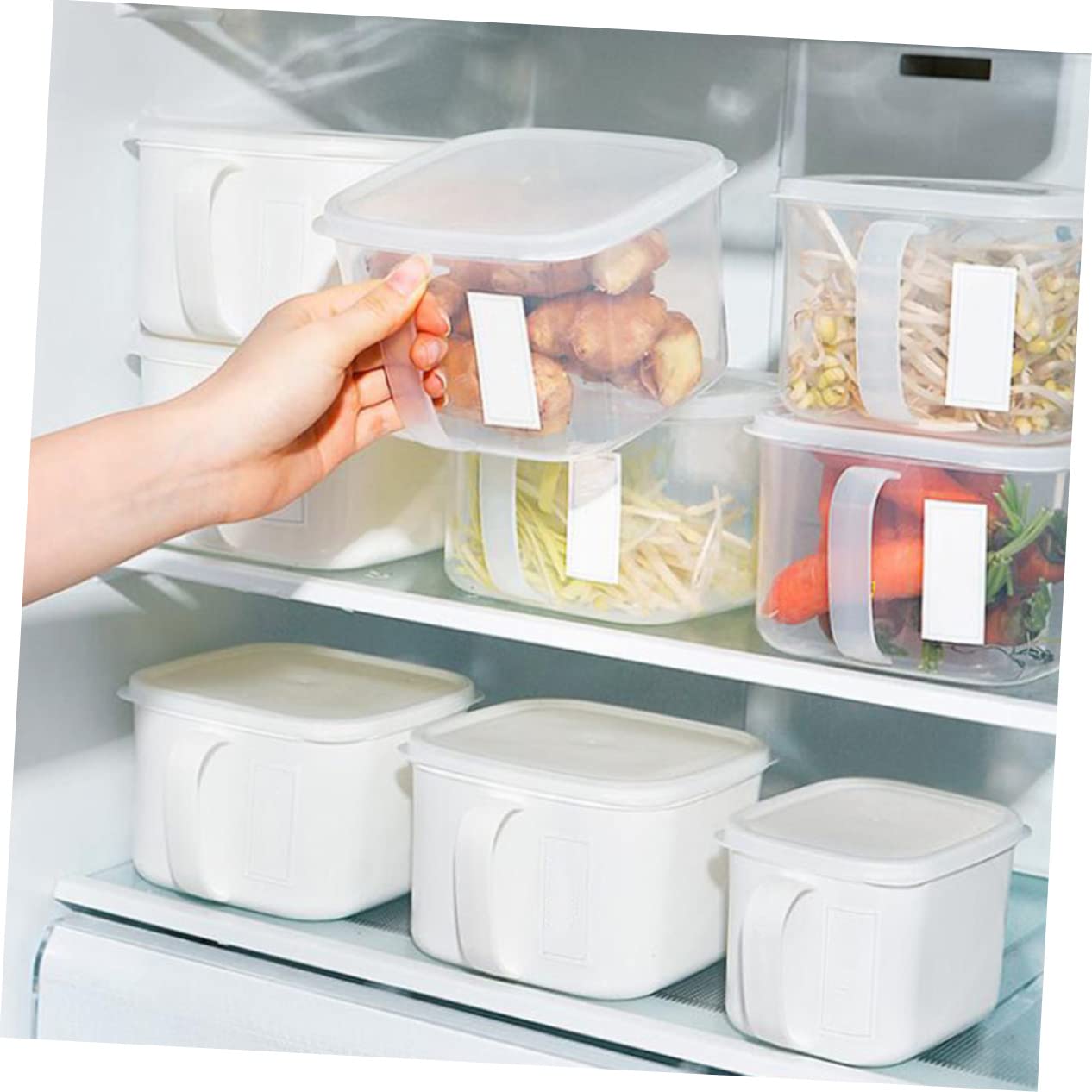 KICHOUSE 2pcs Storage Box with Handle Stackable Storage Bins Storage Drawers Plastic Clear Storage Bin with Lid Rice Airtight Containers Freezer Storage Organizer Pe Oatmeal Fruit re-usable