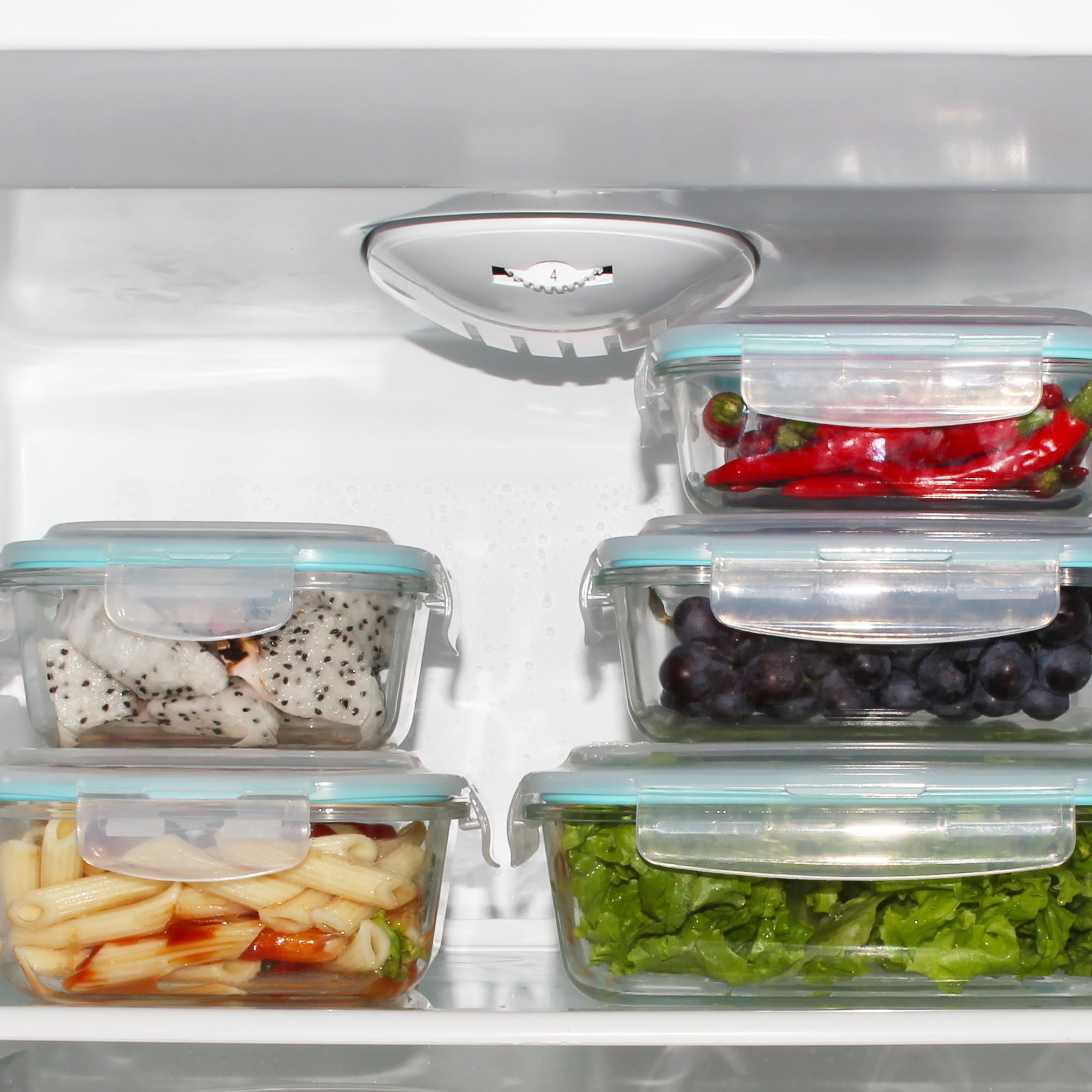 Bene Casa 10-piece glass food storage container set, air tight led containers, oven safe, microwave safe, freezer safe, dishwasher safe