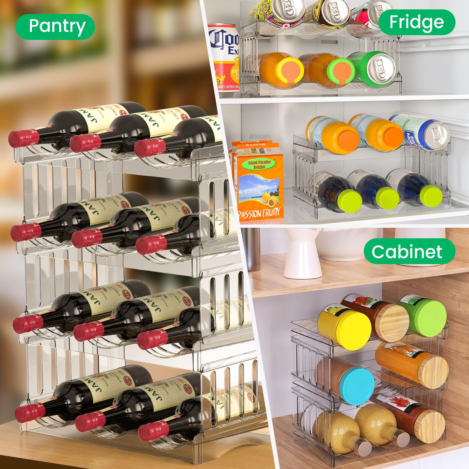 Phsycolv Water Bottle Organizer Compatible with Stanley 40oz Tumbler with Handle, 4 Pack Stackable Cup Organizer for Cabinet, Pantry Kitchen Organizers and Storage for Cup Accessories, Wine Rack Gift