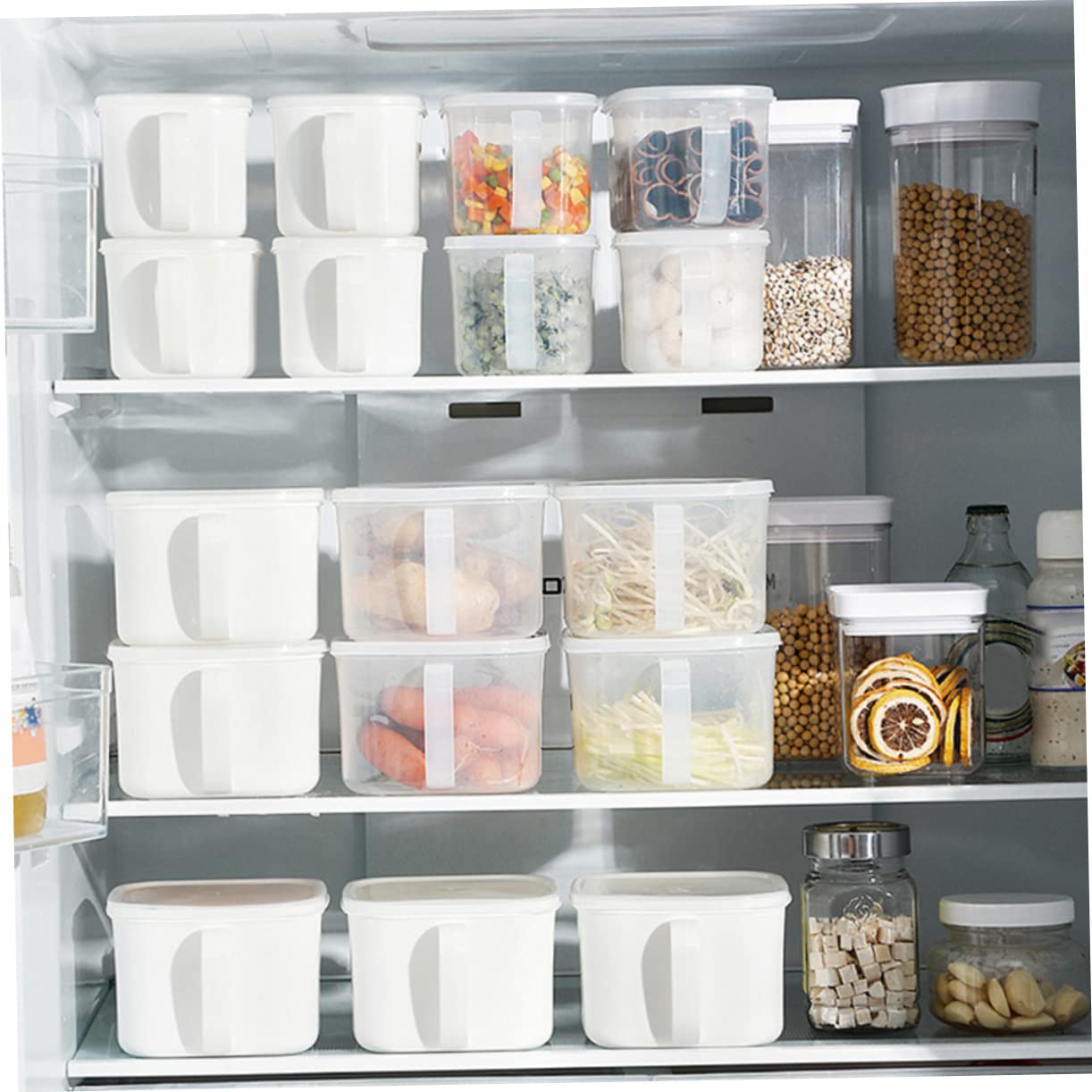 KICHOUSE 2pcs Storage Box with Handle Stackable Storage Bins Storage Drawers Plastic Clear Storage Bin with Lid Rice Airtight Containers Freezer Storage Organizer Pe Oatmeal Fruit re-usable