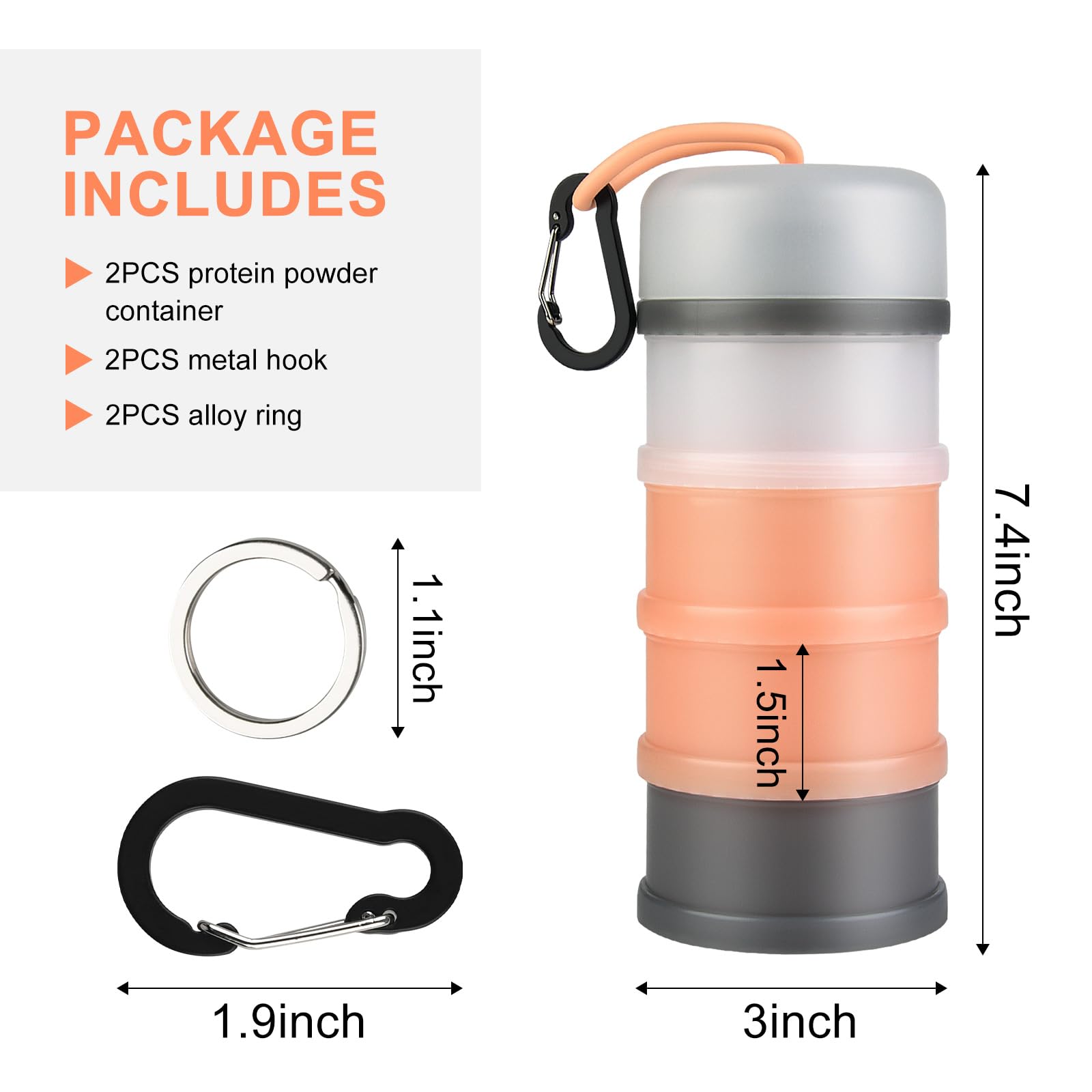 2 Pcs Protein Powder Container, Protein Powder Travel Container, Travel Powder Container, Baby Formula Dispenser on The Go (Pink)