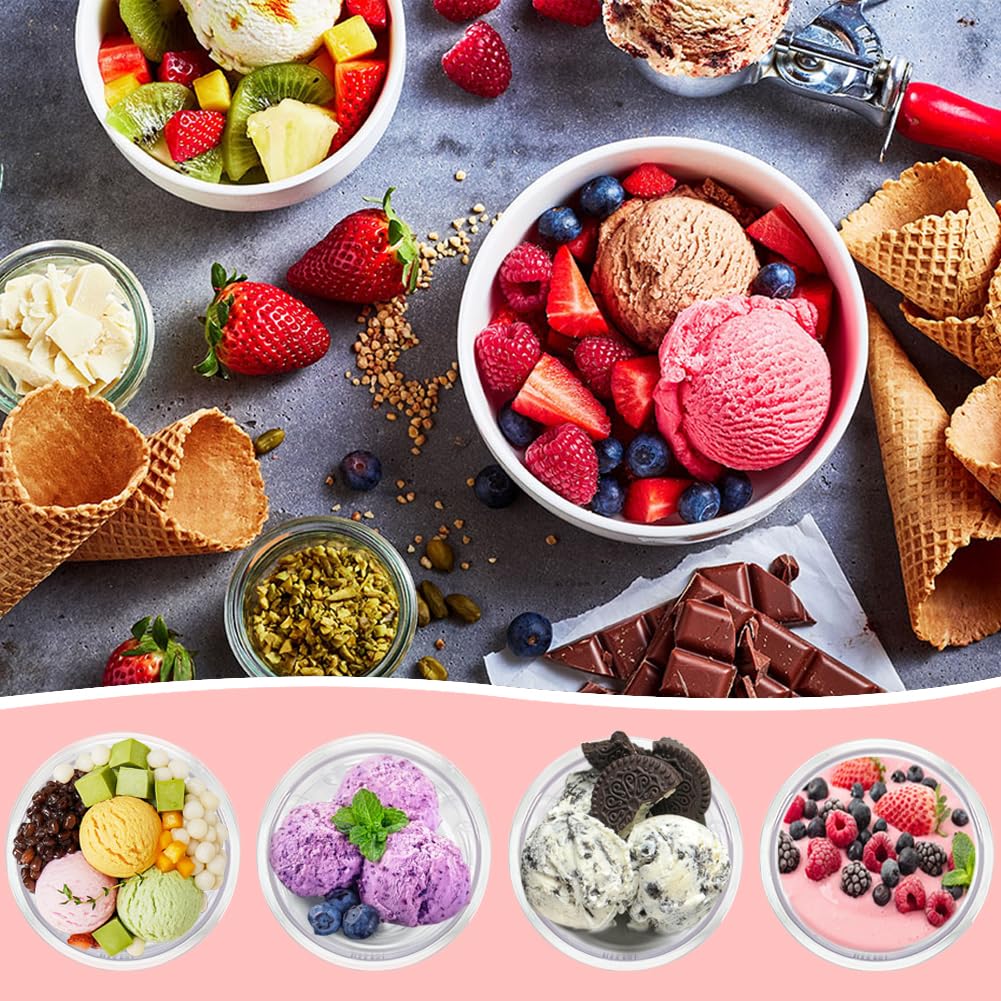 YQL 24oz Containers Replacement for Ninja Creami Deluxe Pints and Lids,Extra Pint Compatible with Ninja NC500 NC501 Series Creami Deluxe ice Cream Makers Dishwasher Safe(4 Color)