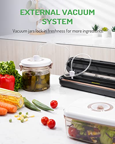 TWOMEOW Vacuum Sealer Machine, Automatic Compact Slim Food Sealer for Sous Vide and Food Storage, Standard/Soft Vac Sealing Mode with Starter Kit, Vertical Vacuum Sealer Storage, Black