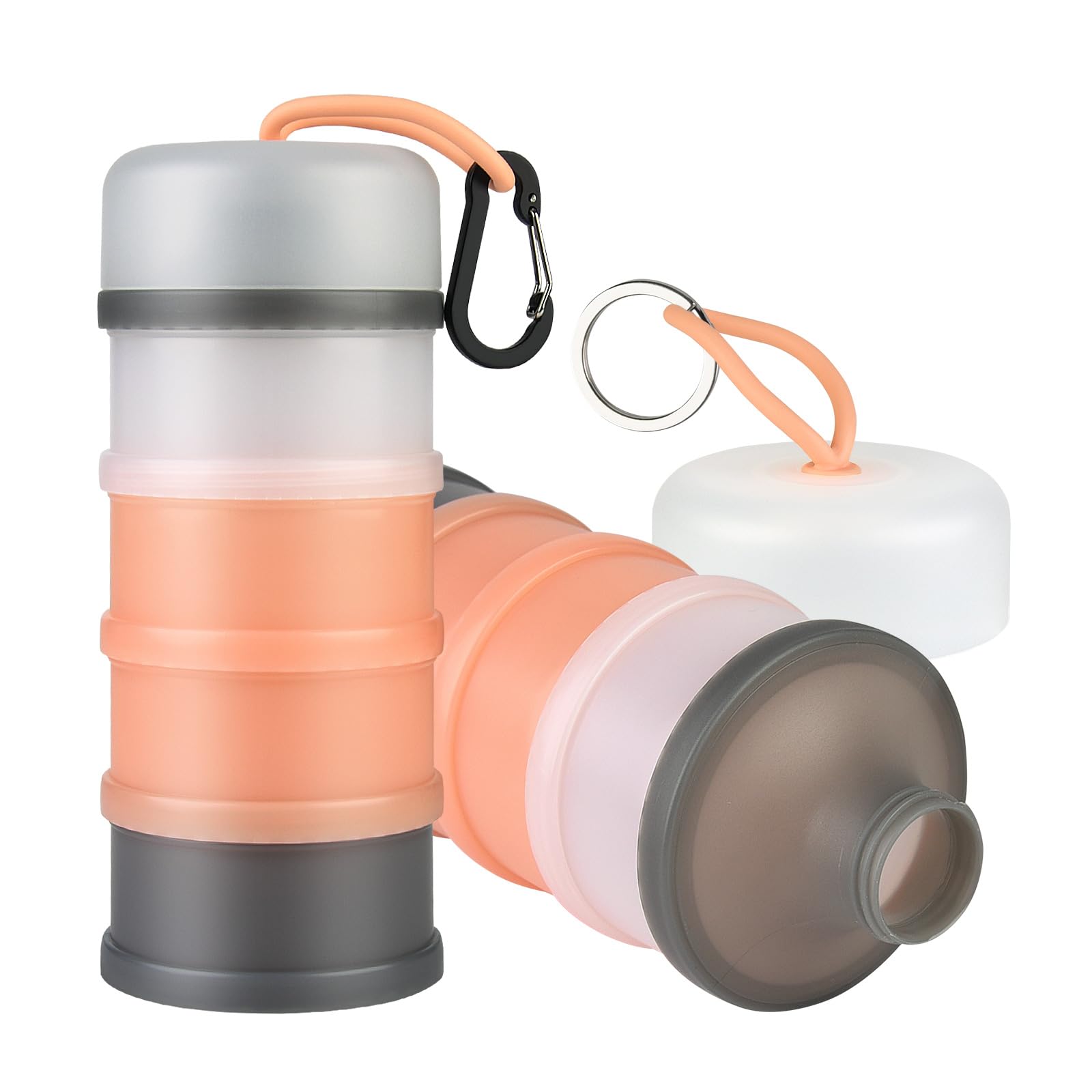 2 Pcs Protein Powder Container, Protein Powder Travel Container, Travel Powder Container, Baby Formula Dispenser on The Go (Pink)