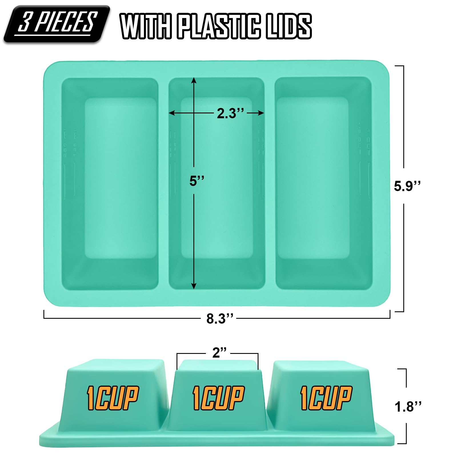 GDDGCUO Silicone Soup Freezer Container, 3 Pcs Soup Freezer Trays with Lid, Silicone Freezer Trays with Steel Frame, Perfect for Make 9 Piece 1 Cup Soup, Sauce, Broth at Once, Dishwasher safe