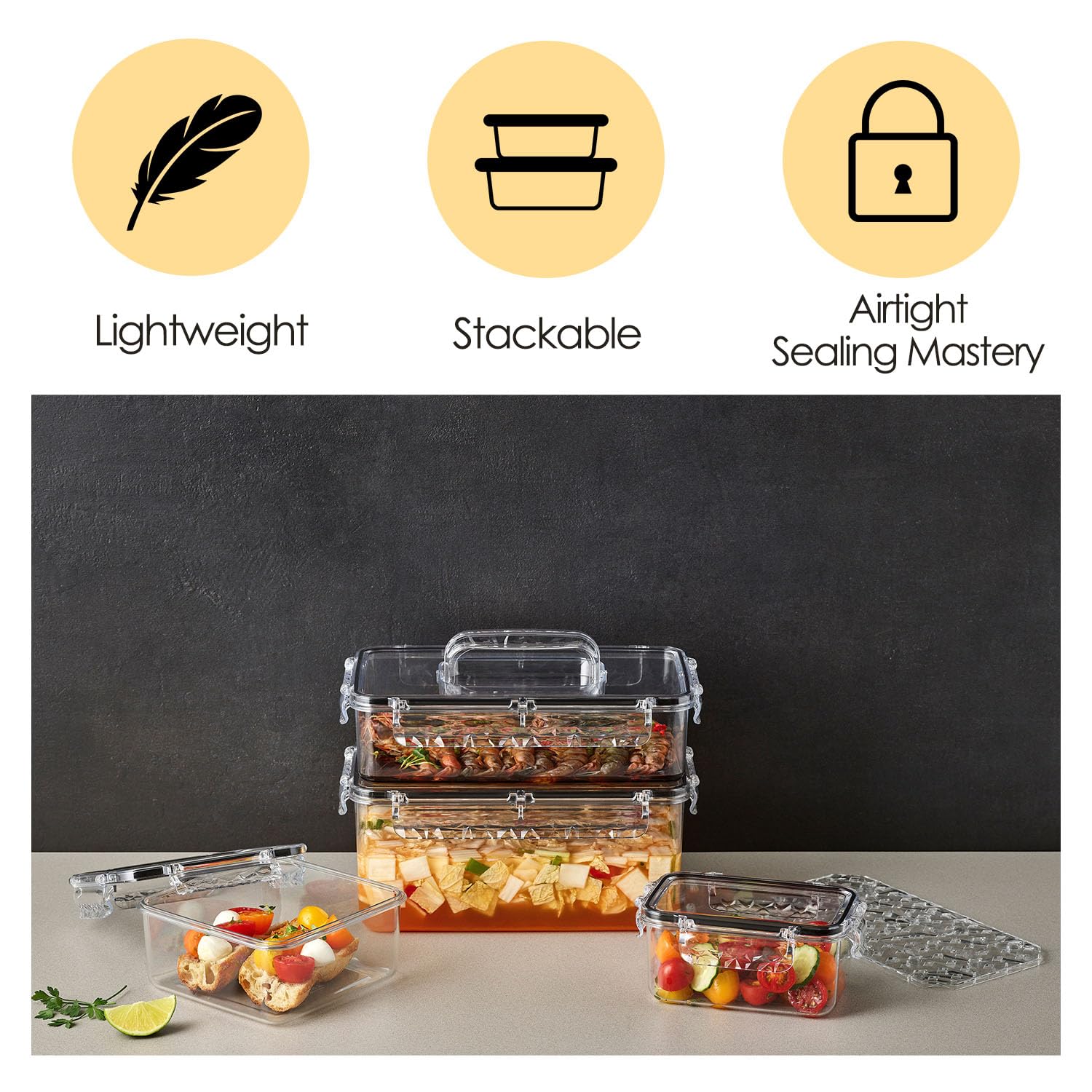 gotman Airtight Food Storage ContainerWith Lid (42.3 OZ) BPA-Free | Meal Prep | Microwave, Freezer and Dishwasher Safe | Leak-Proof | Kitchen Fridge Organizer Boxes | lids airtight sealing