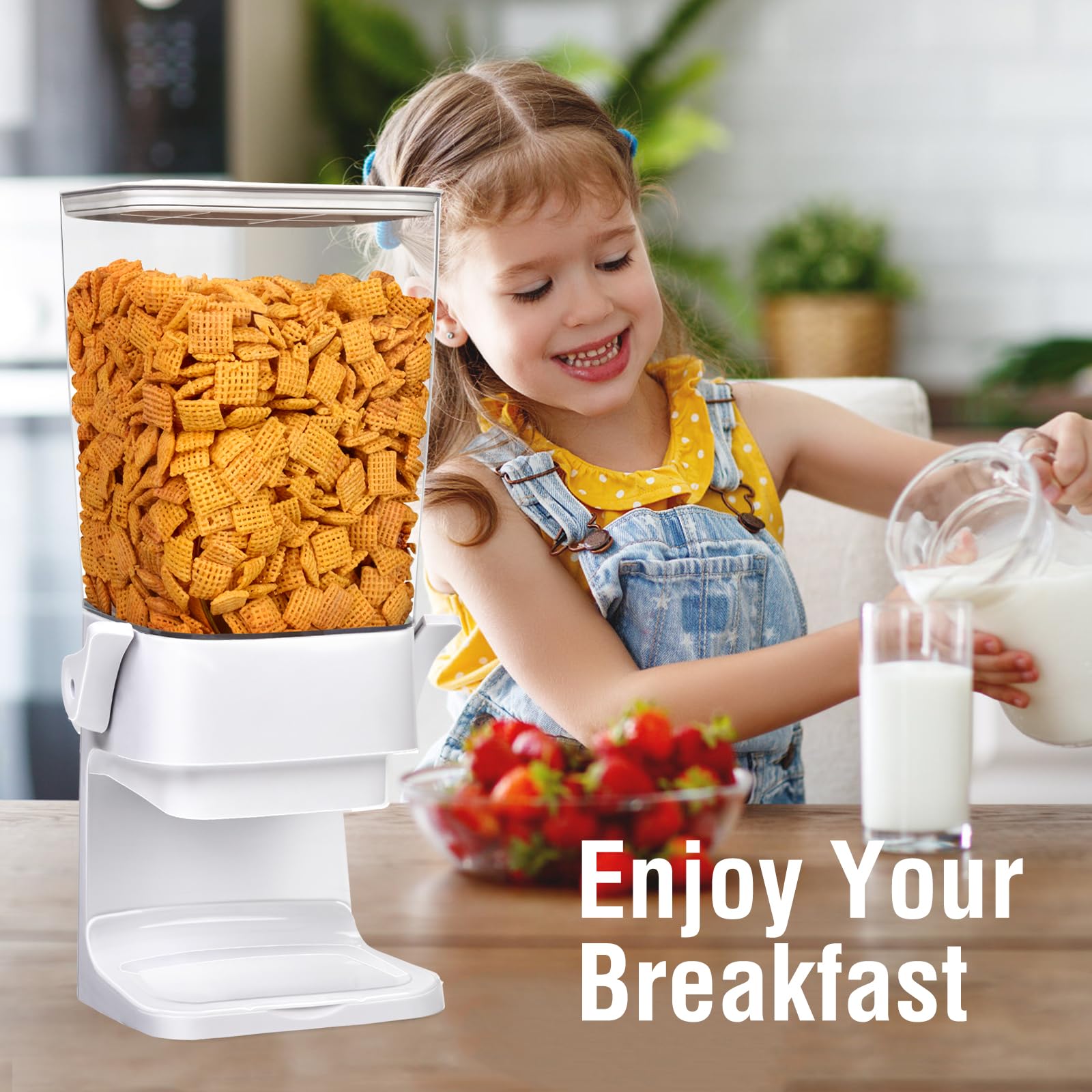 Cereal Dispenser Countertop 2pcs,5.5L Cereal Containers Storage Dispenser for Pantry,Dry Food Storage Rice Containers,Candy Dispenser,Snack Organizer Machine for Grains, Nuts,Oatmeal, Pet Food White