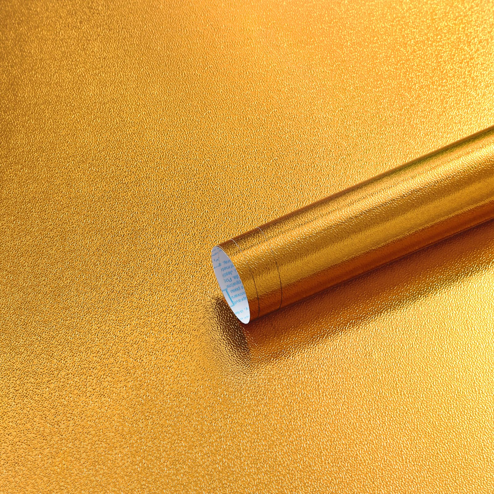 Gold Self Adhesive Contact Paper 15.7"x118" Metallic Gold Wallpaper Stick and Peel Contact Paper Kitchen Oil Proof Waterproof Backsplash Wallpaper for Countertop Cabinet Drawer Shelf Furniture Decor