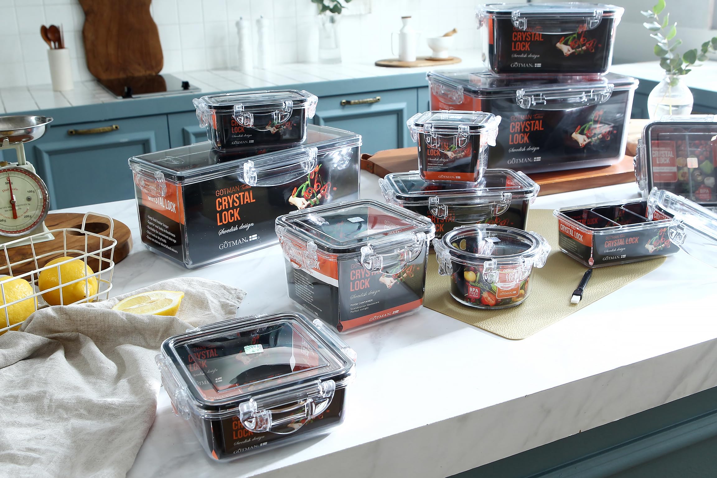 gotman Airtight Food Storage ContainerWith Lid (42.3 OZ) BPA-Free | Meal Prep | Microwave, Freezer and Dishwasher Safe | Leak-Proof | Kitchen Fridge Organizer Boxes | lids airtight sealing