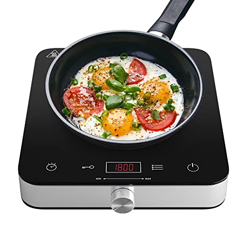 COOKTRON Single Induction Cooktop Countertop Burner with Fast Warm-Up Mode, 10 Temperature 9 Power Settings, Portable Induction Cooker Cooktop 1800w with Child Safety Lock & Timer